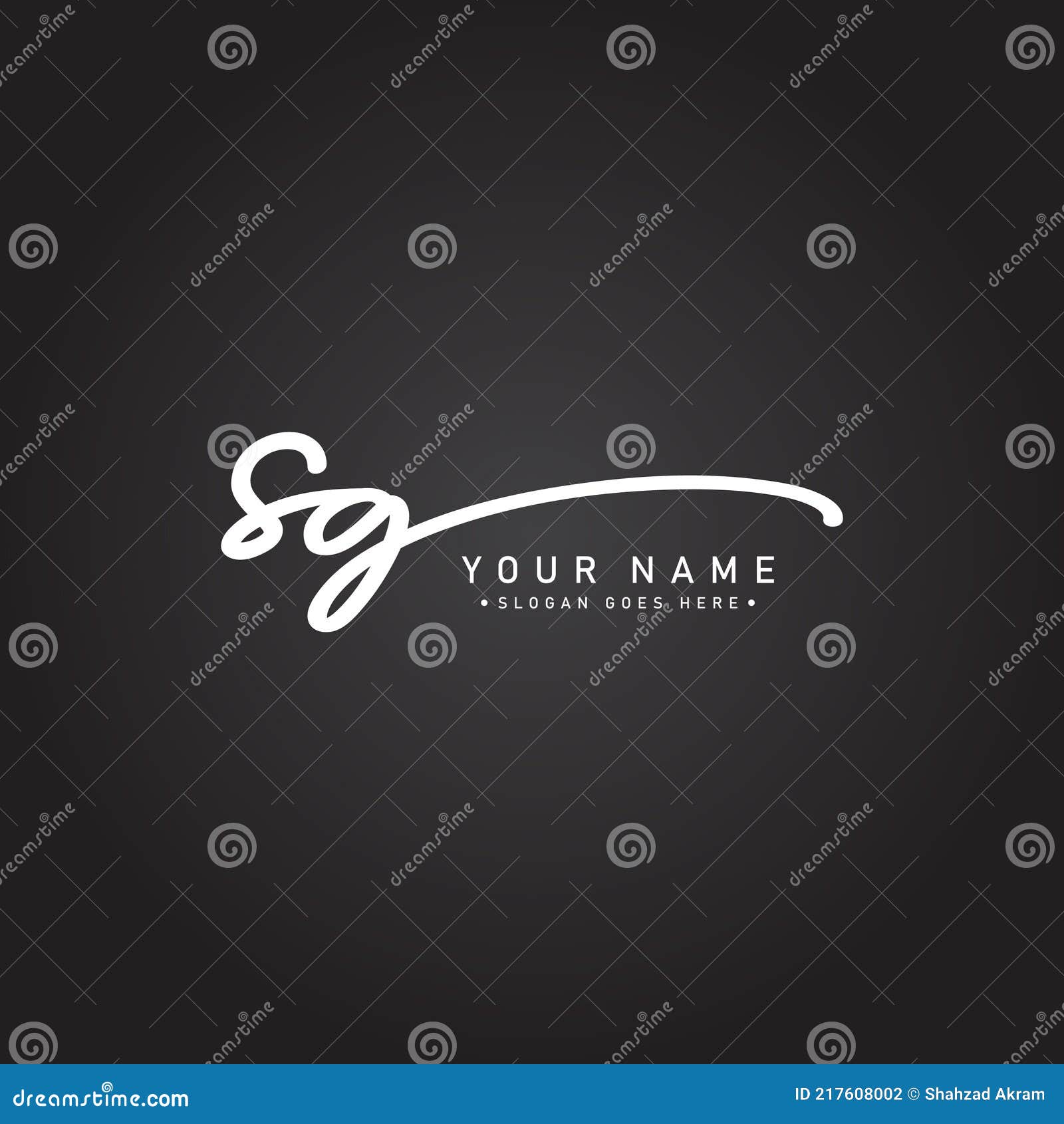 Initial Letter SG Logo - Handwritten Signature Style Logo Stock Vector ...