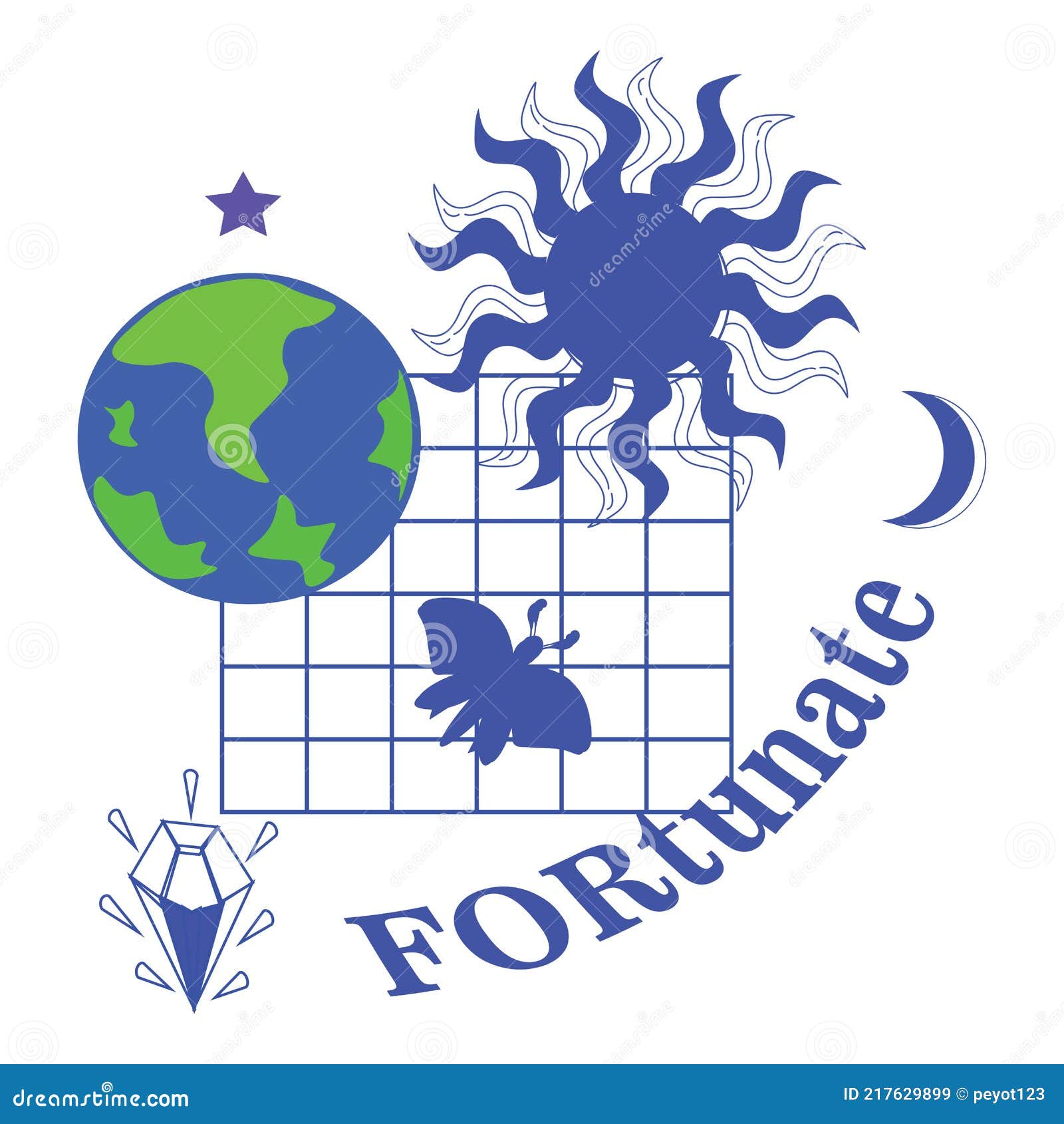 T-shirt Design with Fortunate Symbol Stock Illustration - Illustration ...