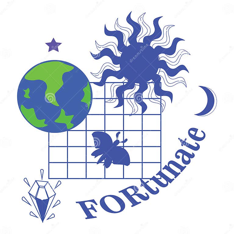 T-shirt Design with Fortunate Symbol Stock Illustration - Illustration ...