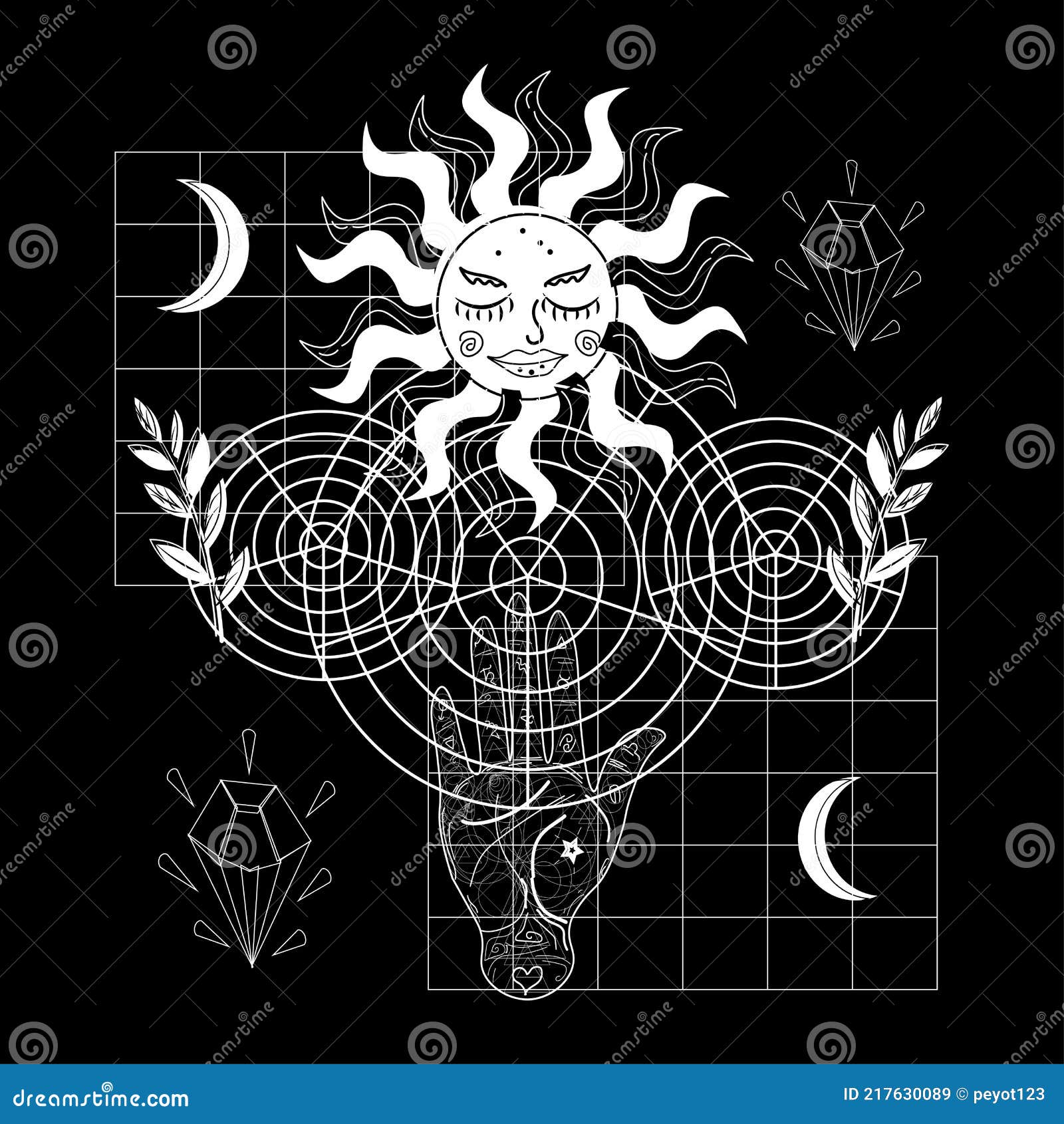 T Shirt Design with Black Magic and Occult Theme Stock Vector ...