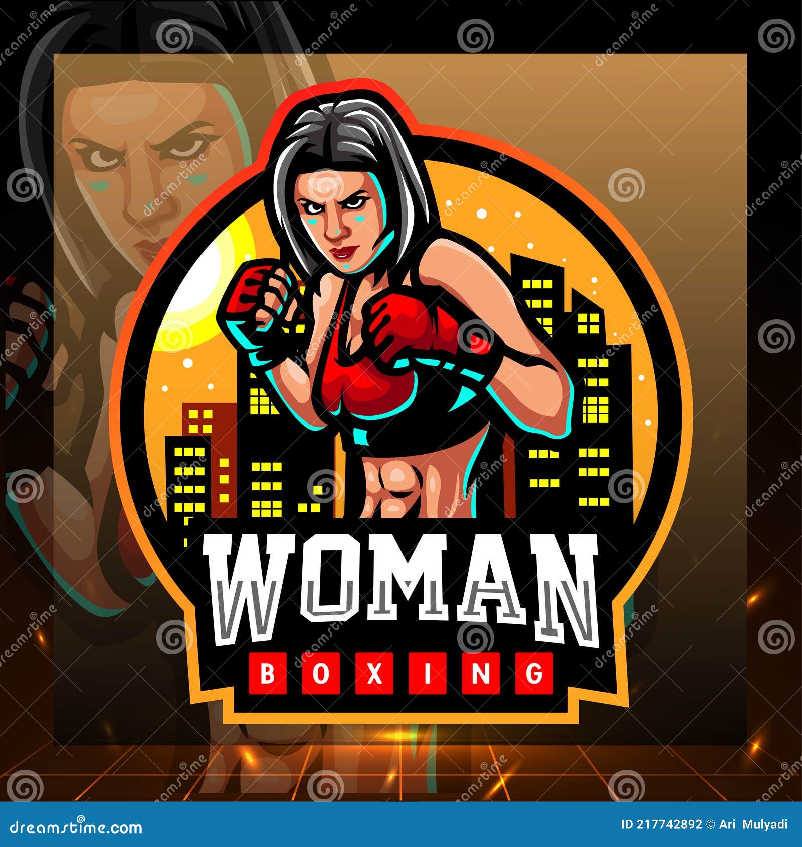 Woman Boxing Mascot. Esport Logo Design Stock Vector - Illustration of ...