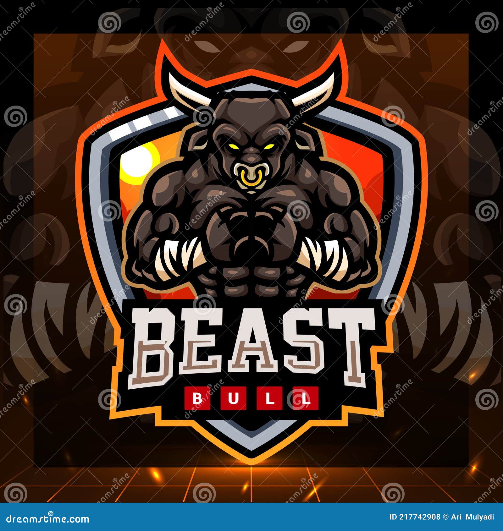 Beast Bull Mascot. Esport Logo Design Stock Vector - Illustration of ...