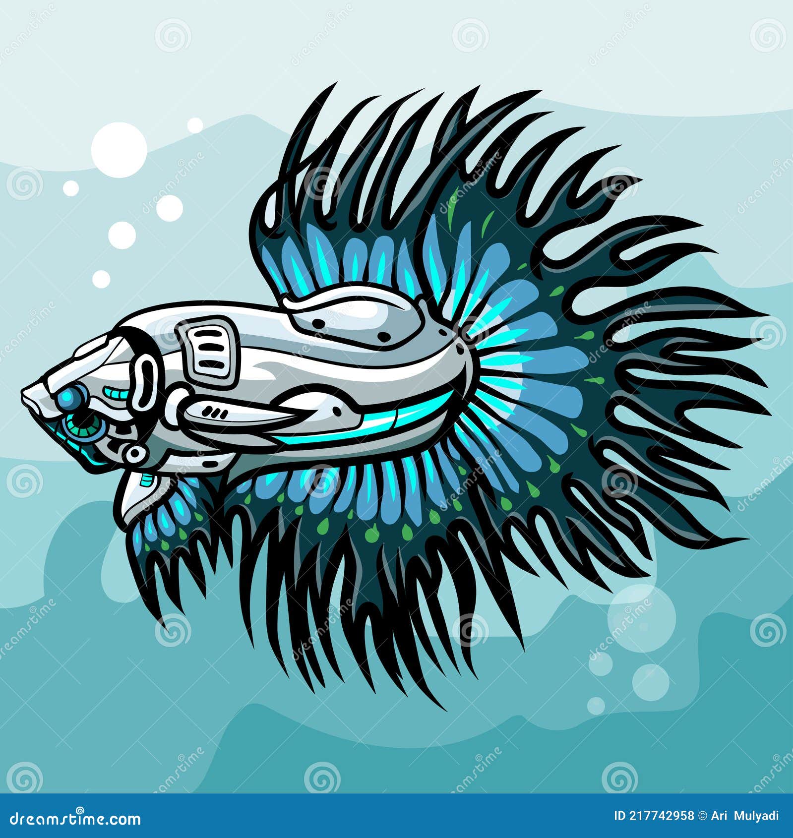 Betta Fish Mecha Robot Mascot. Esport Logo Design Stock Vector ...