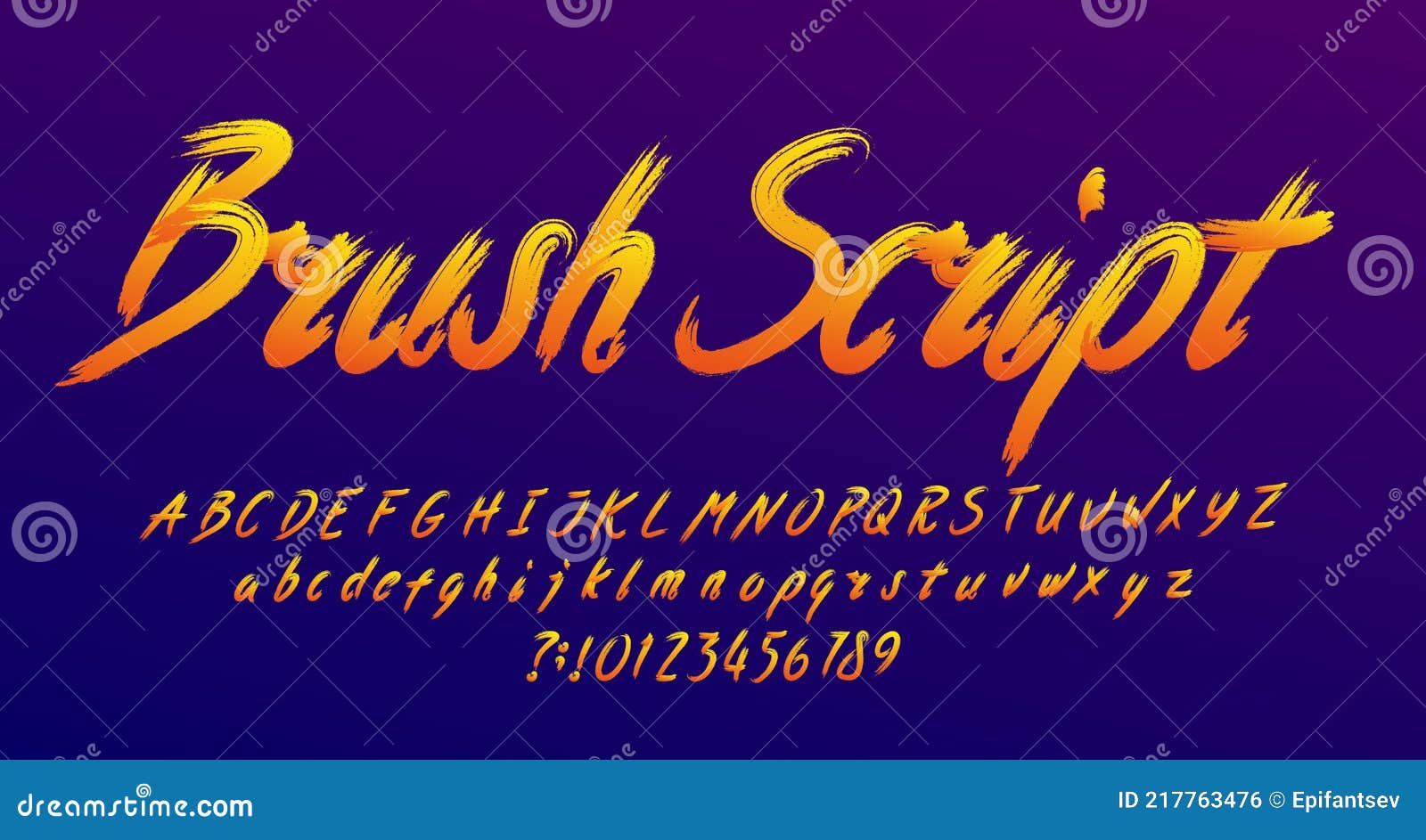 Brush Script Alphabet Font. Hand Drawn Vivid Letters, Numbers and ...
