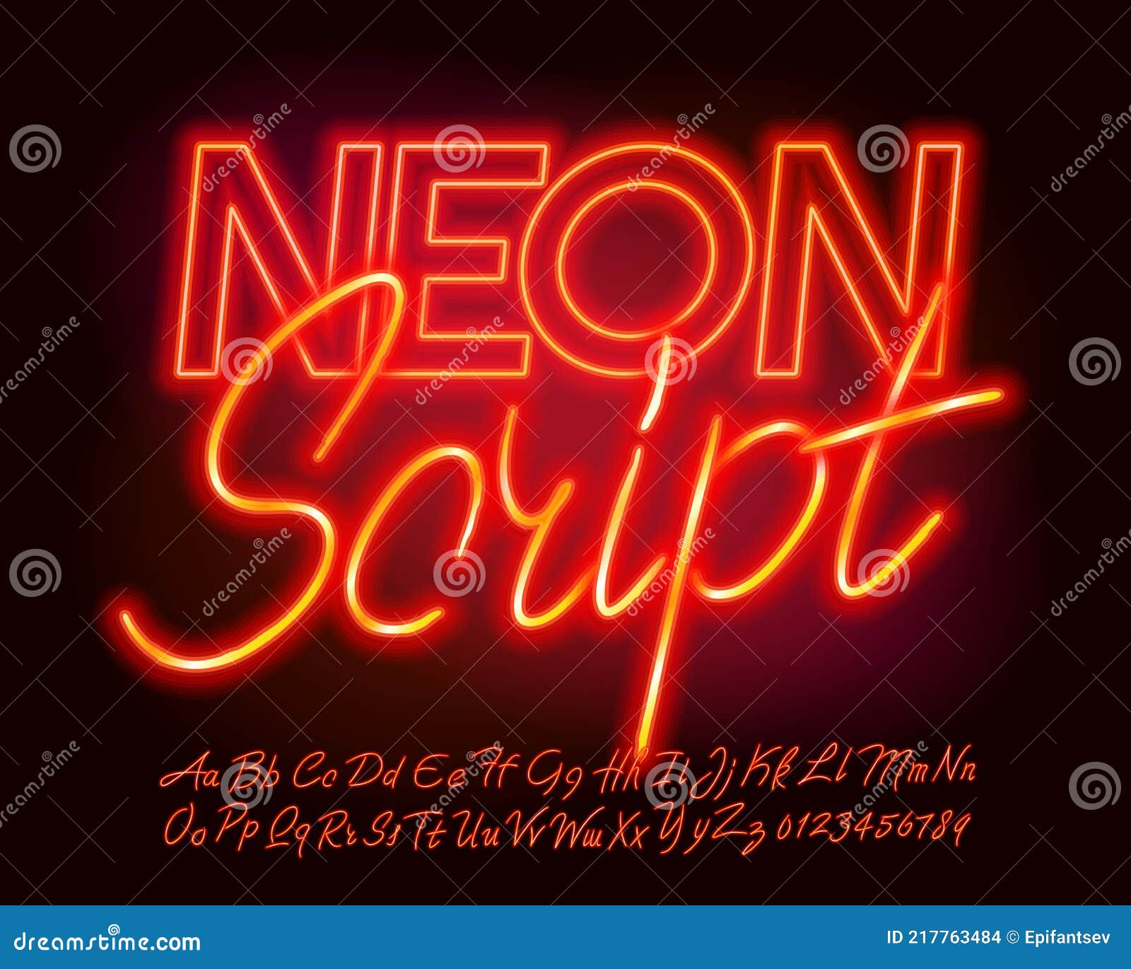 Neon Script Font. Neon Color Letters and Numbers Stock Vector ...