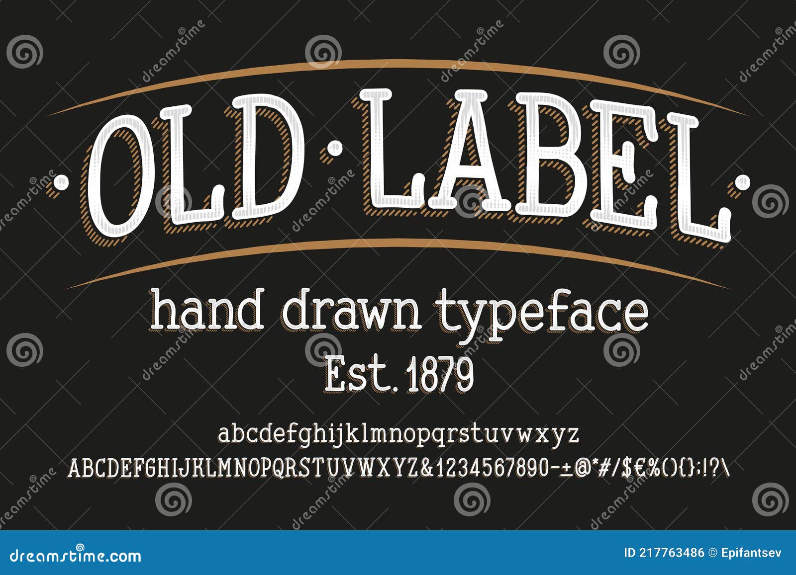 Old Label Alphabet Font. Hand Drawn Vintage Letters, Numbers and ...