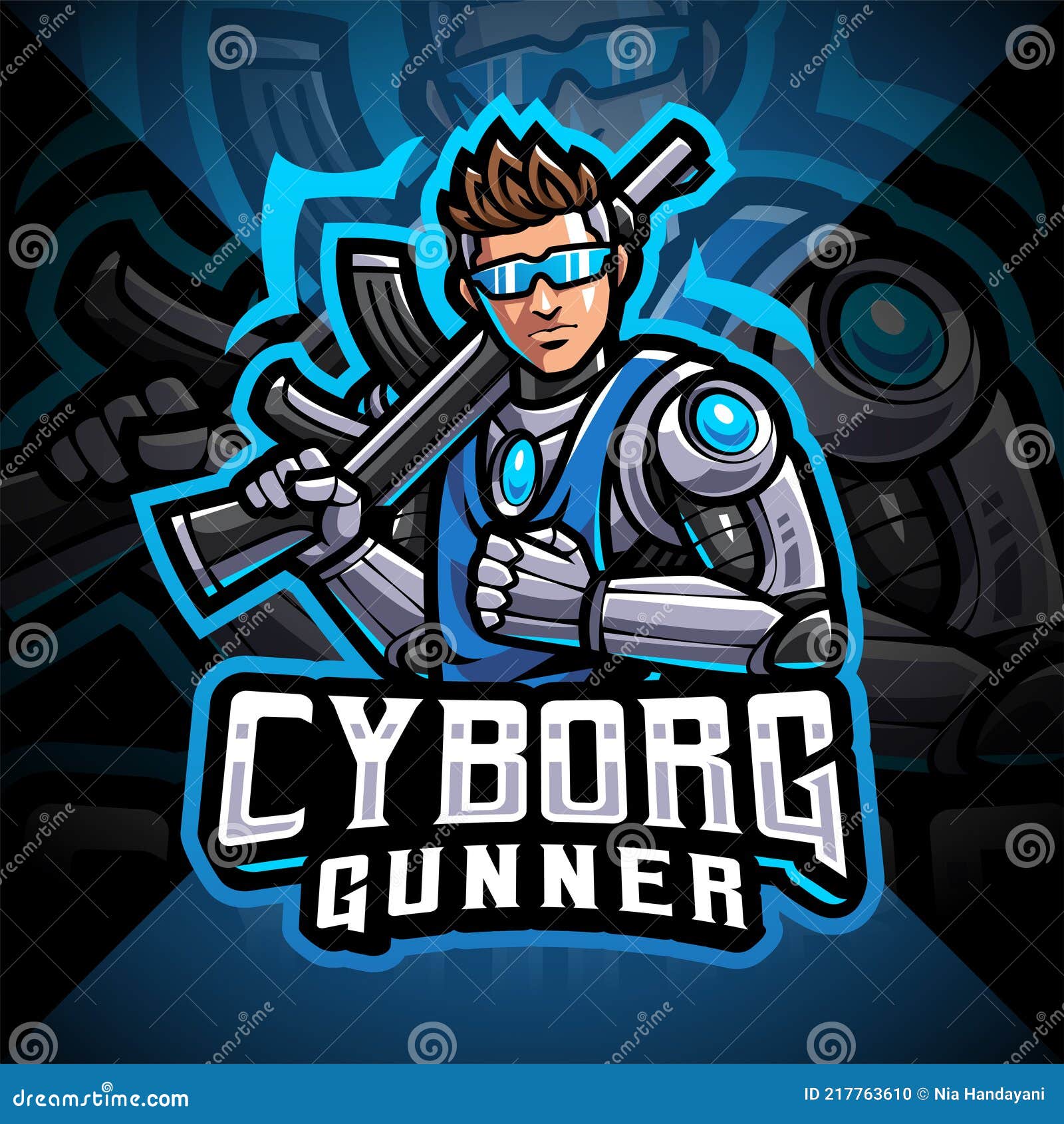 Cyborg Gunners Esport Mascot Logo Design Stock Vector - Illustration of ...
