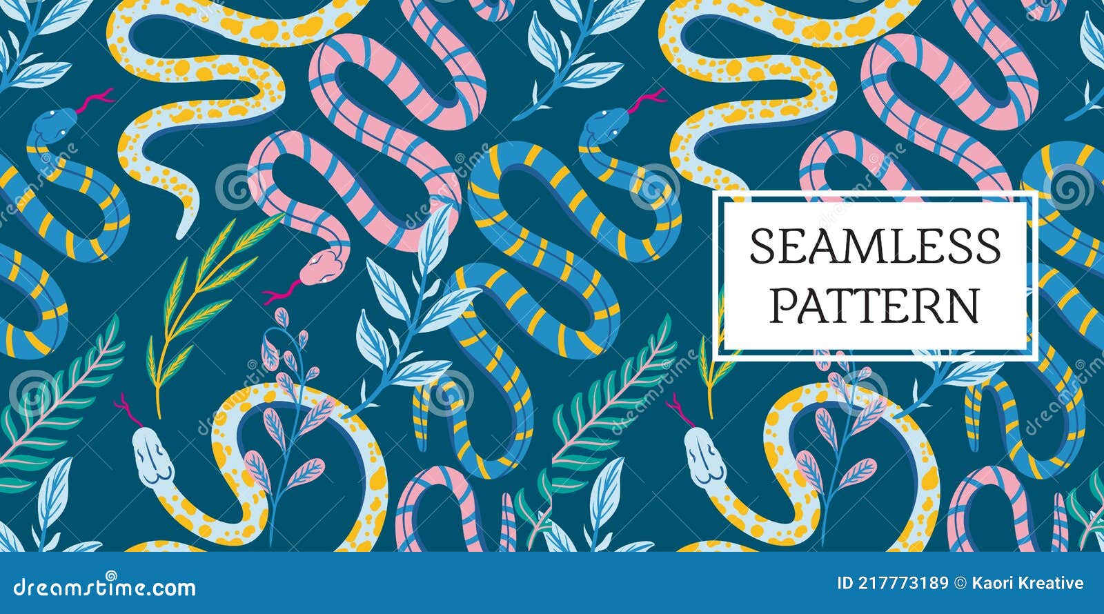 Seamless Pattern Leaves and Snake Trendy Style Stock Vector ...