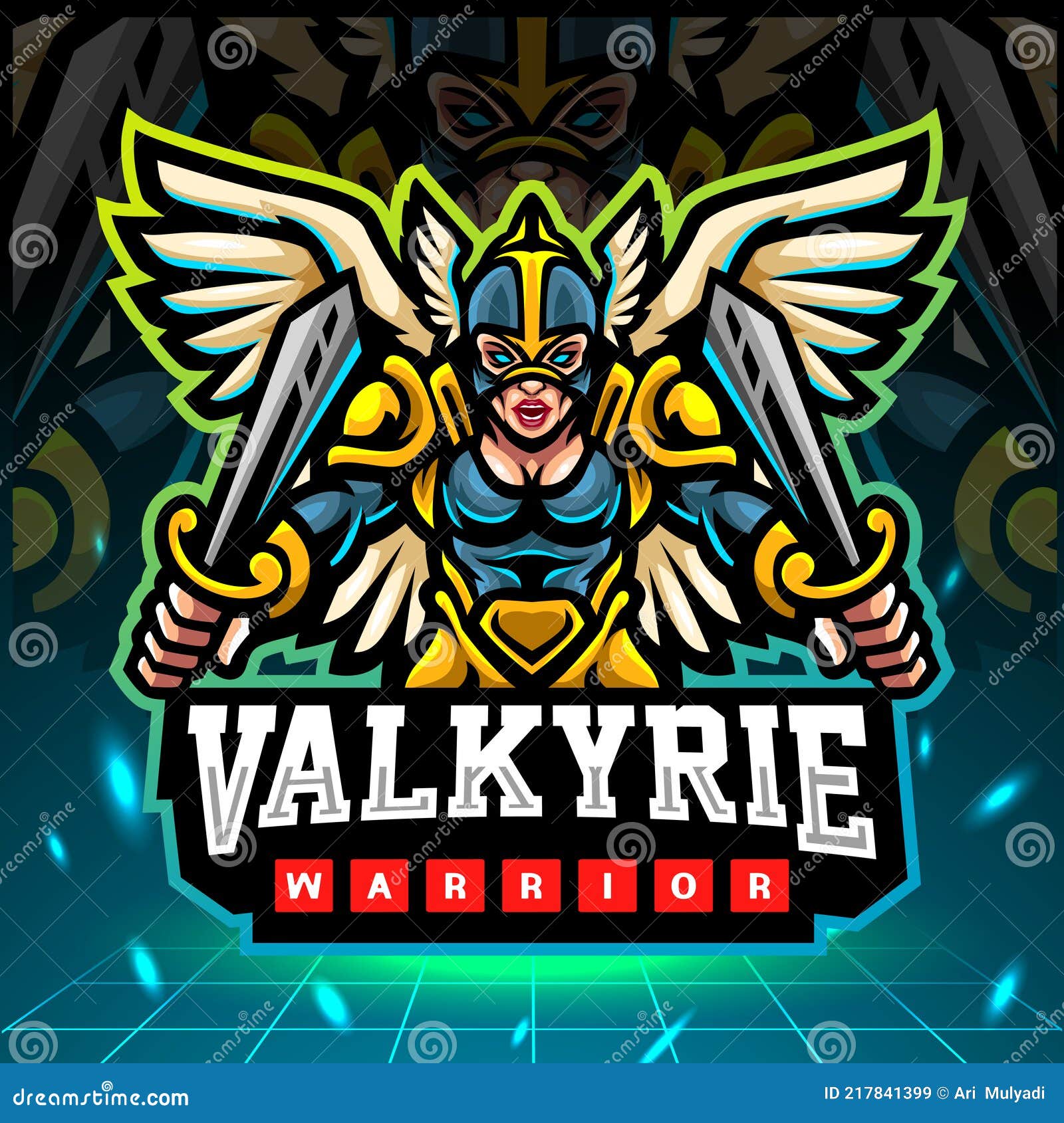 Valkyrie Mascot Esport Logo Design. Vector Illustration | CartoonDealer ...