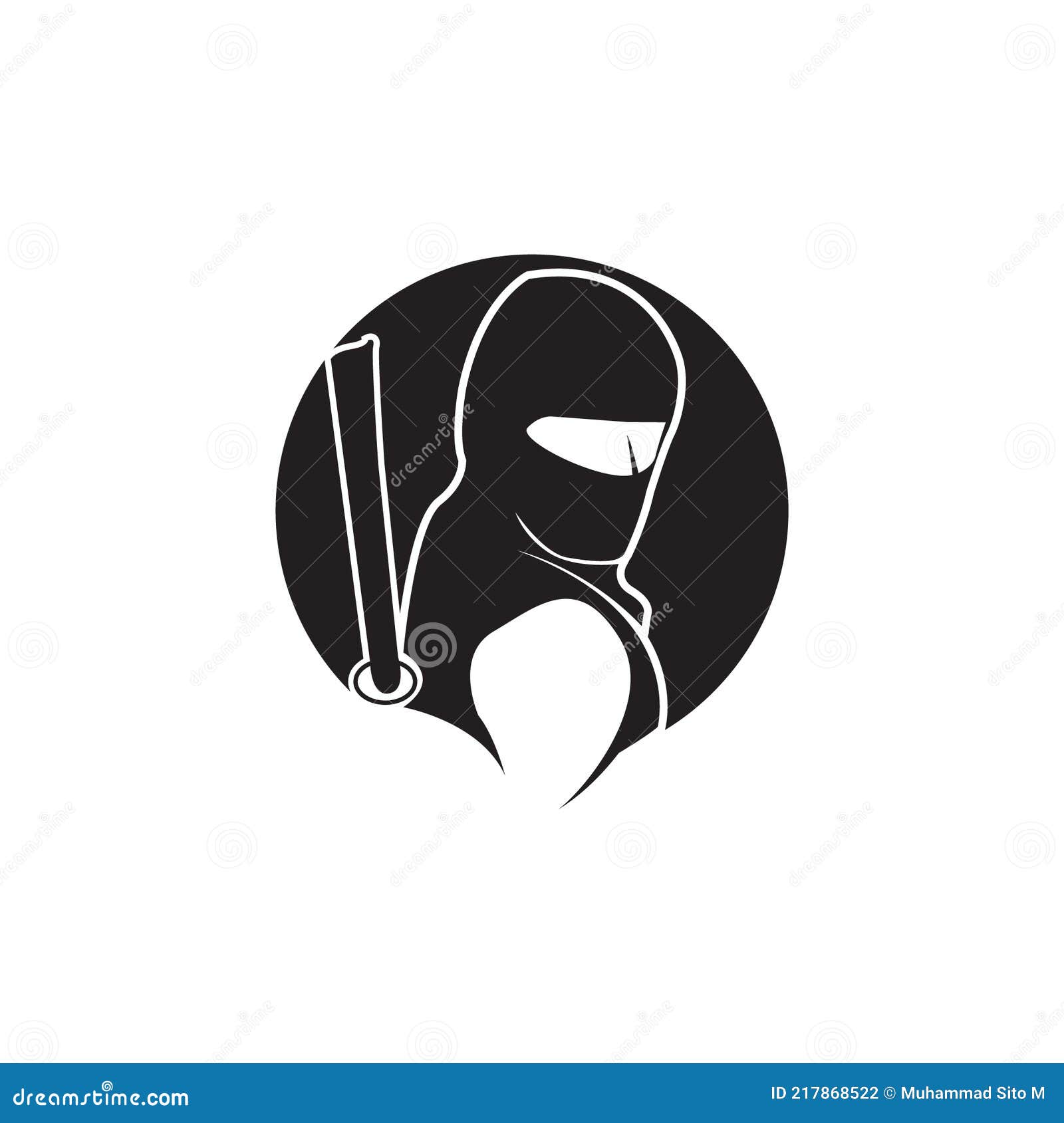 Simple Circle Ninja Logo with Black and White Color Stock Vector ...