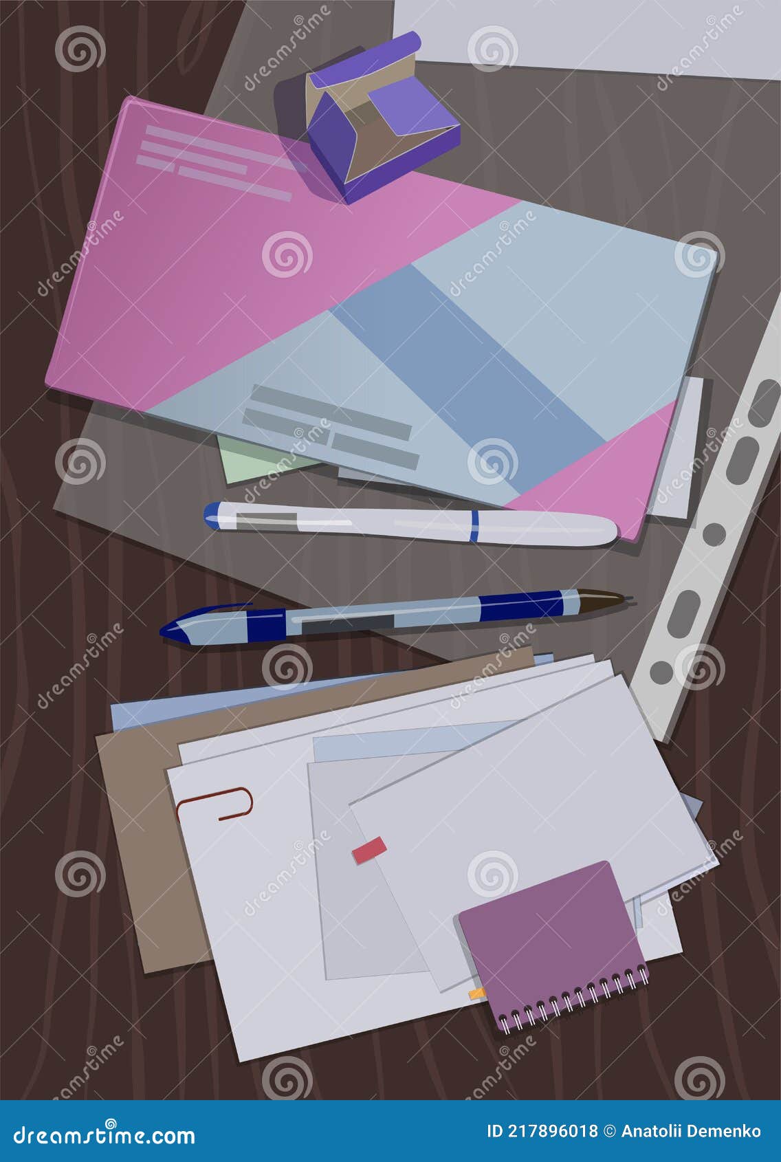 Stationery on the Table in the Office. Vector. Stock Vector ...