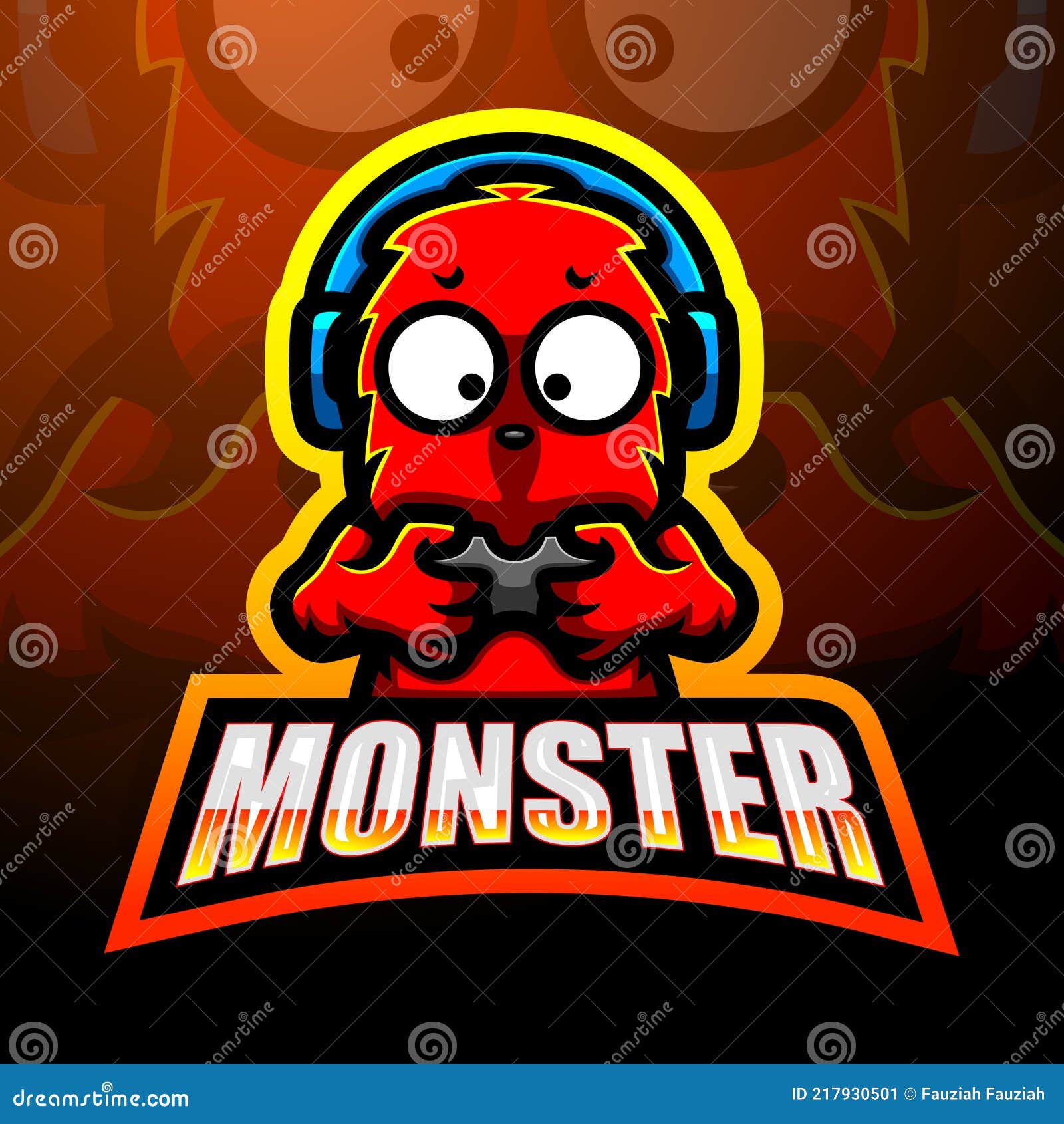 Cute Monster Mascot Logo Design Stock Vector - Illustration of fluffy ...