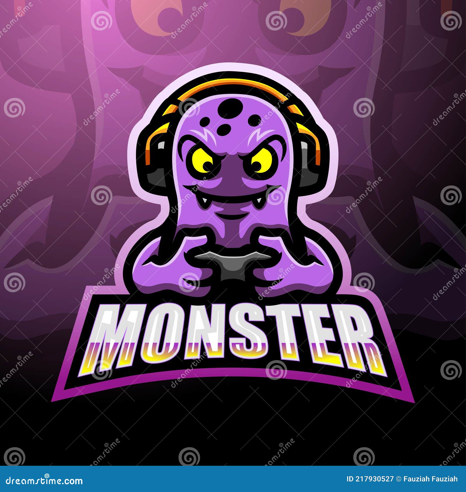 Cute Monster Mascot Logo Design Stock Vector - Illustration of crazy ...
