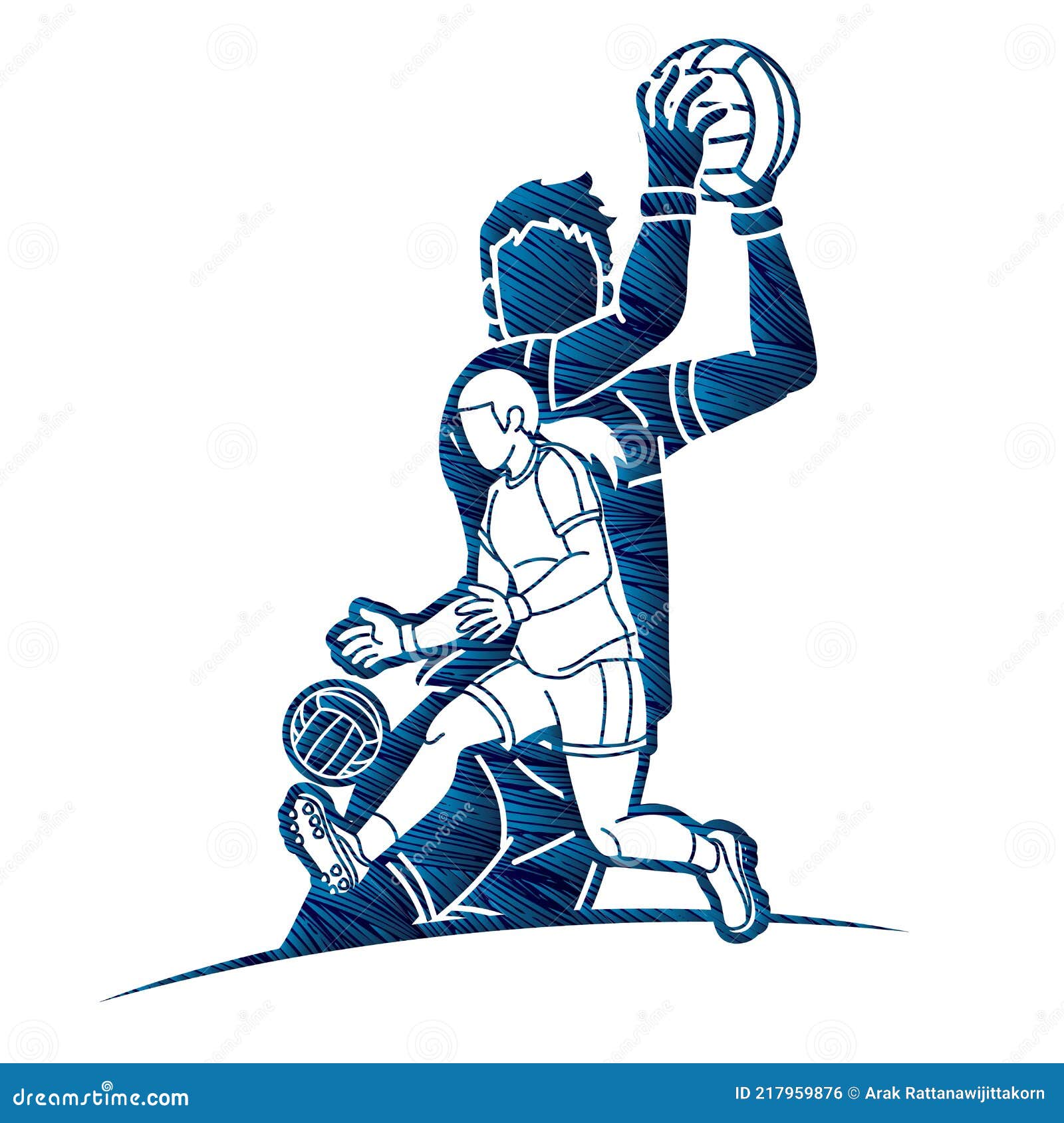 Group of Gaelic Football Male and Female Players Sport Action Cartoon ...