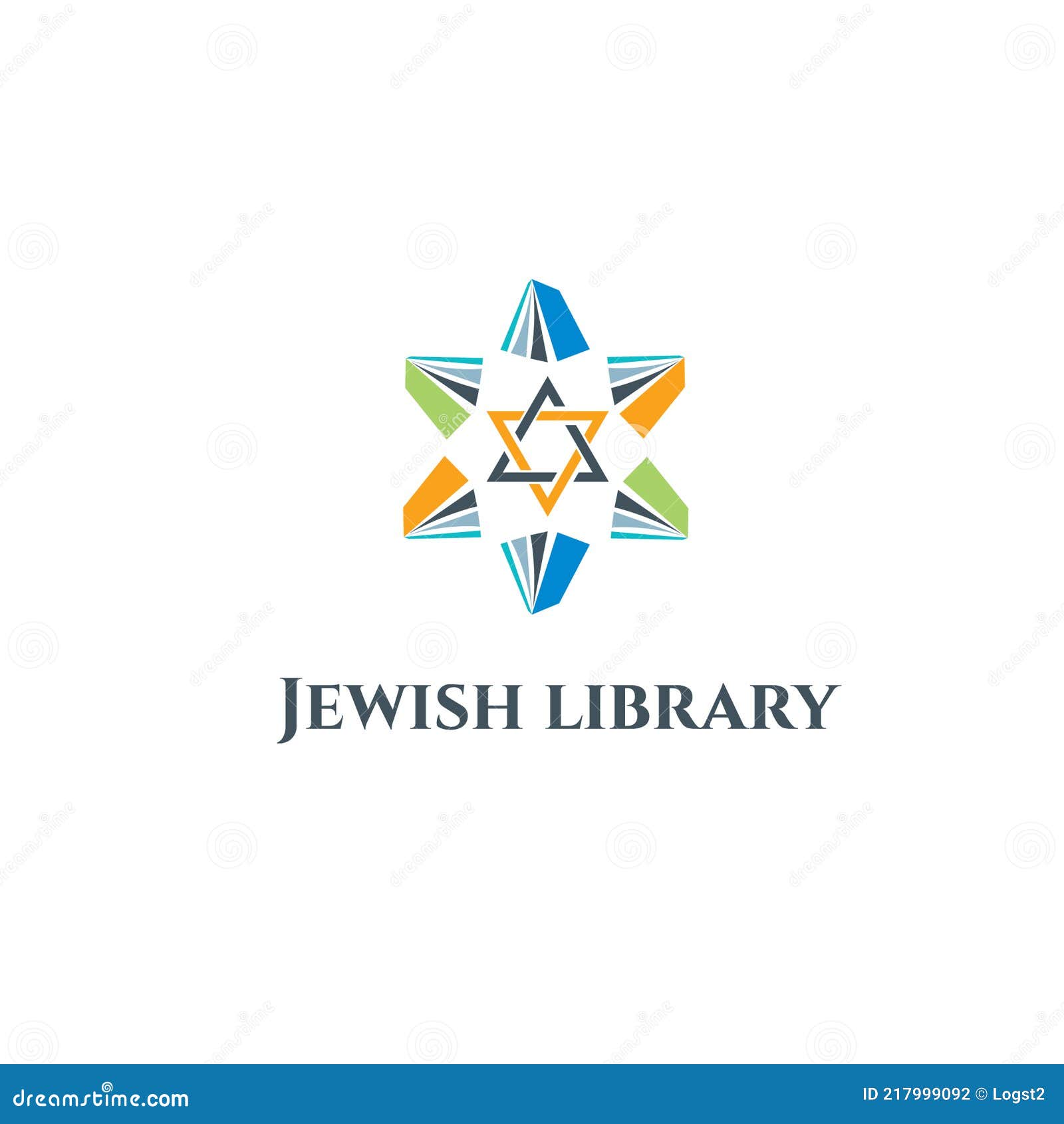 Jewish Library Vector Logo. Jewish Star Emblem Stock Vector ...