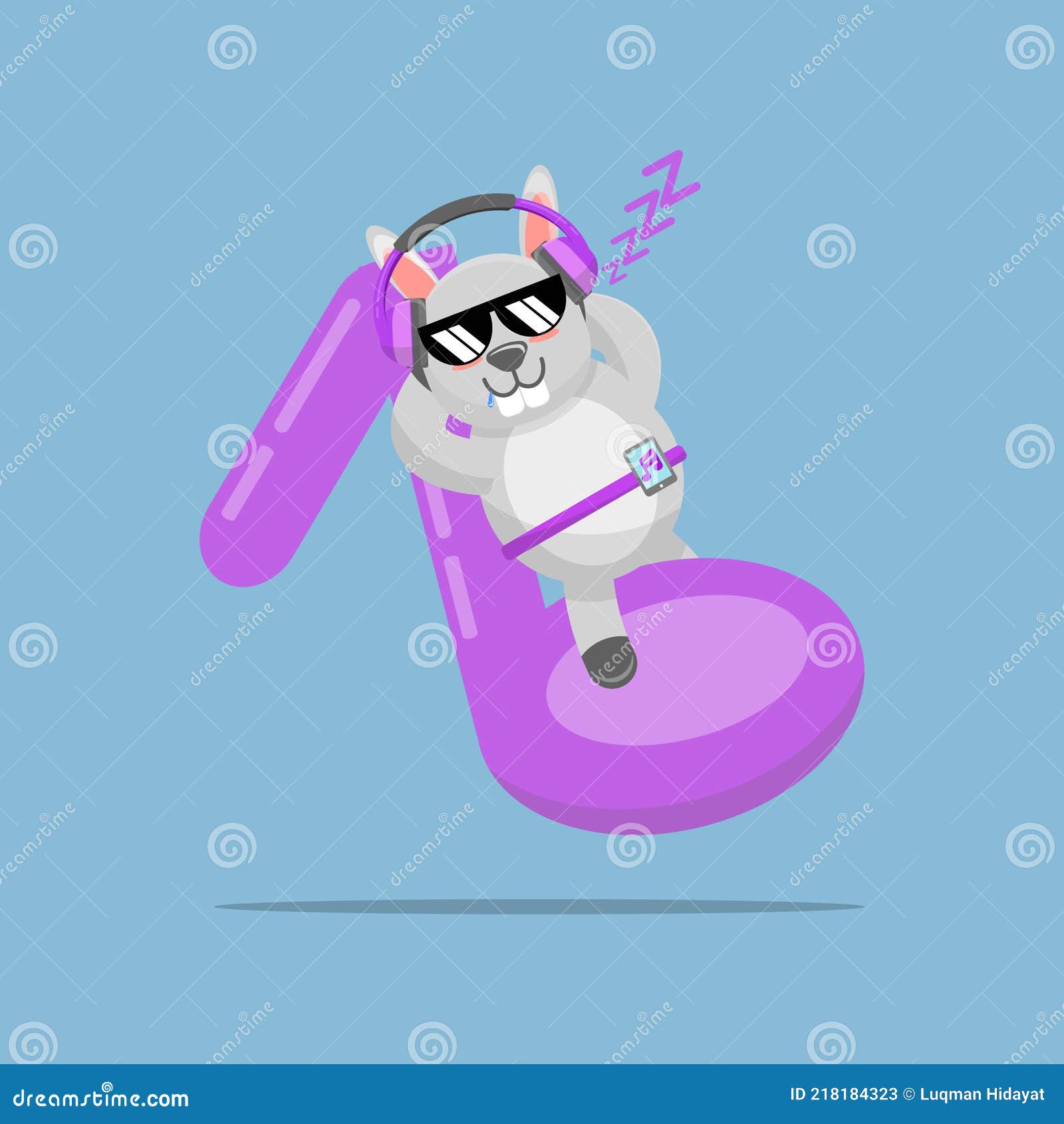 PrintIllustration Vector Graphic Cartoon of Cute Rabbit Sleeps while ...