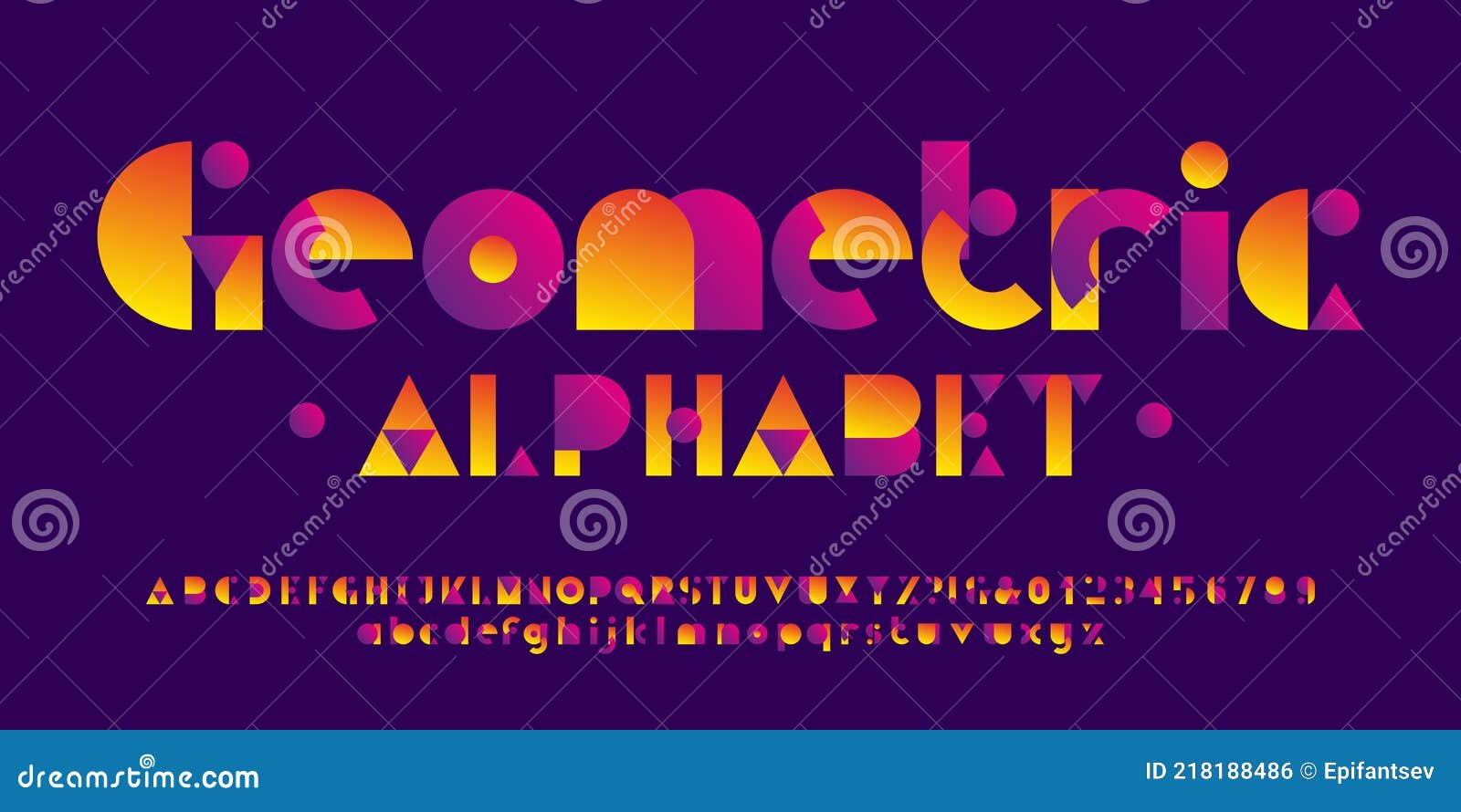 Geometric Alphabet Font. Abstract Colorful Letters, Numbers and ...