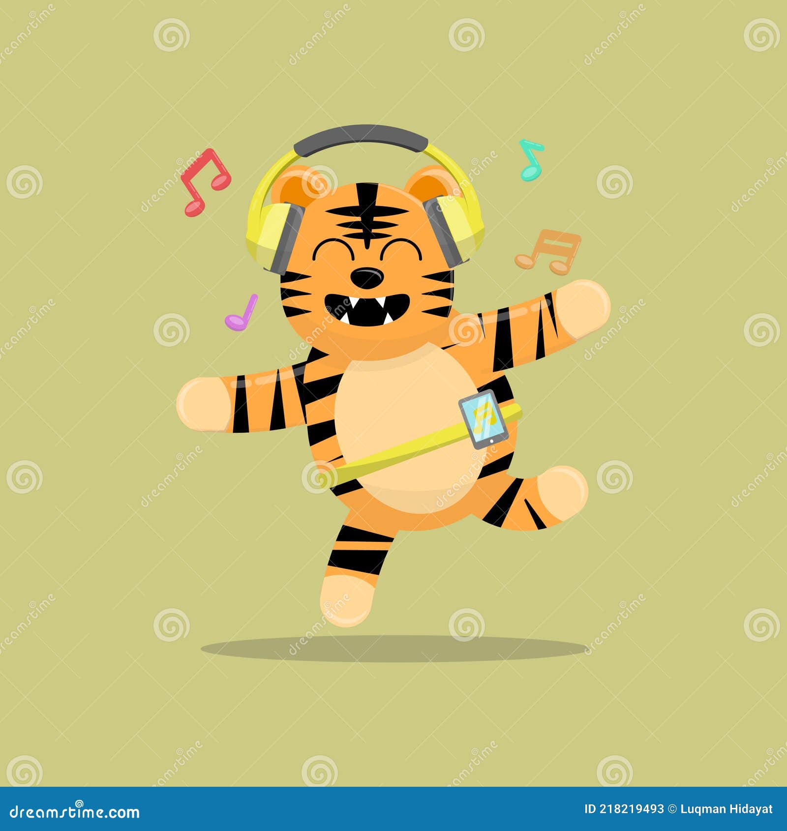 PrintIllustration Vector Graphic Cartoon of Cute Tiger Dancing while ...