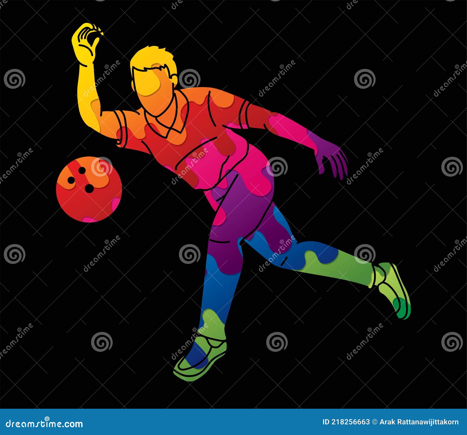 Bowling Sport Male Player Pose Cartoon Graphic Vector Stock Vector ...