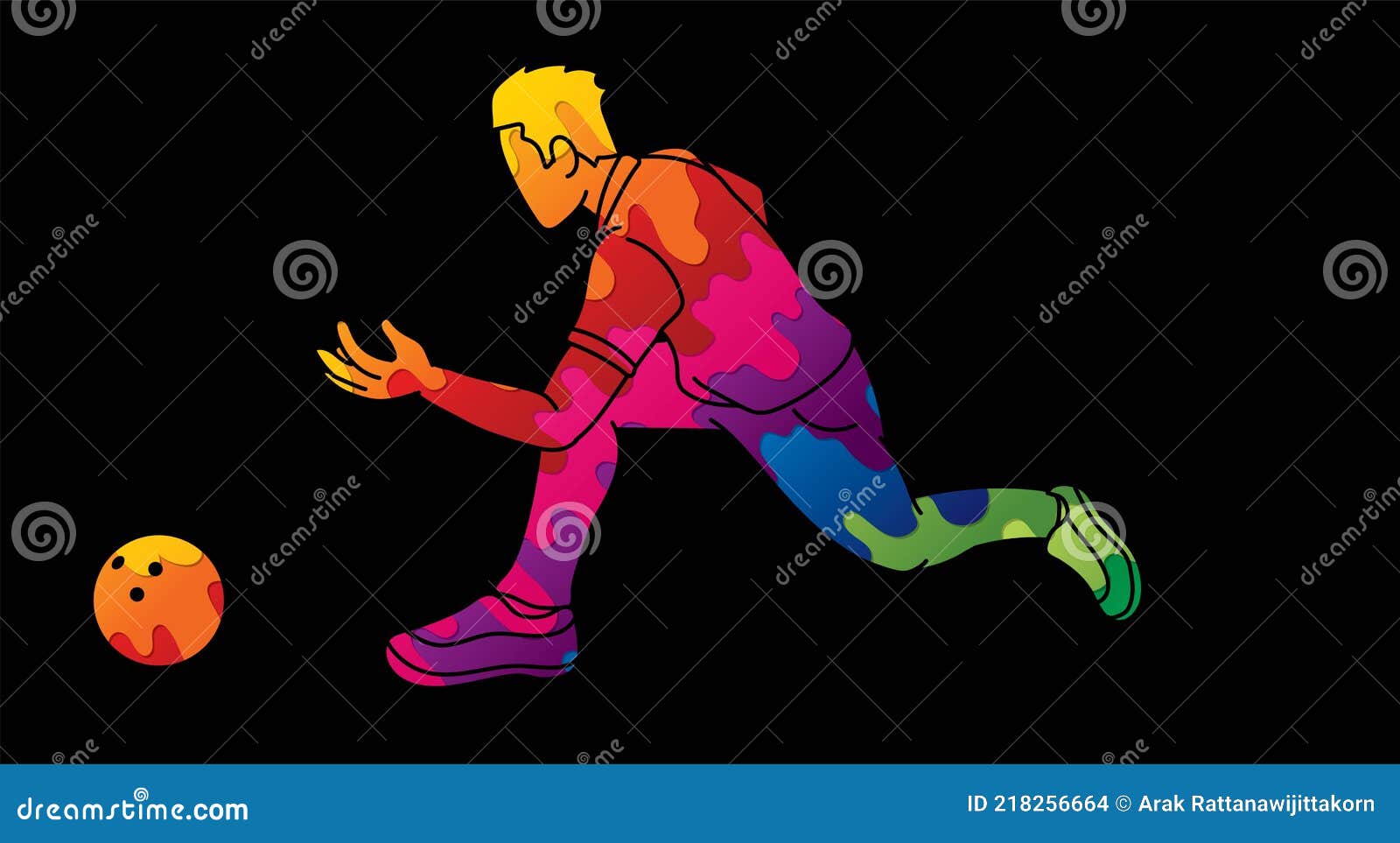Bowling Sport Male Player Pose Cartoon Graphic Vector Stock Vector ...
