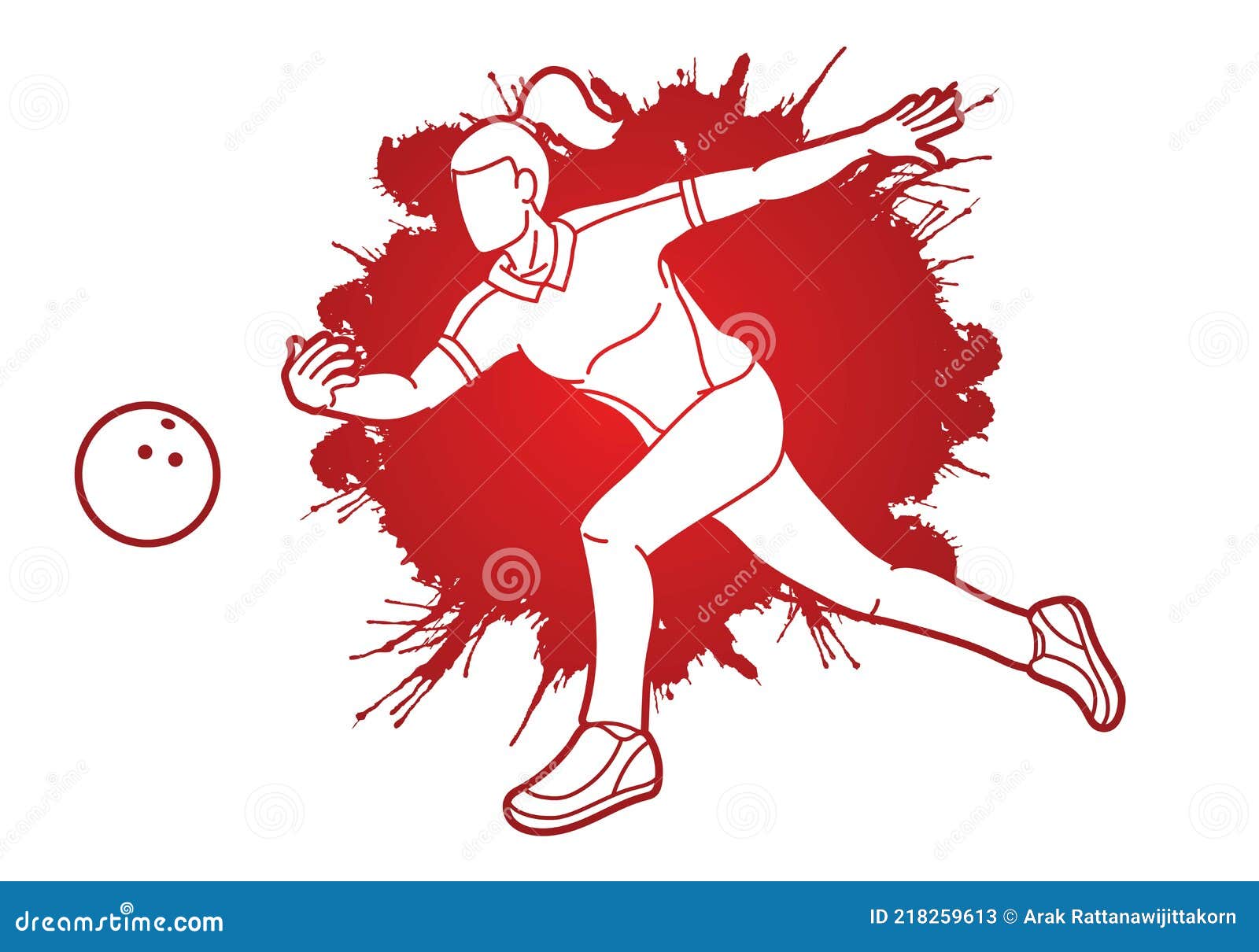 Bowling Sport Female Player Action Cartoon Graphic Vector Stock Vector ...
