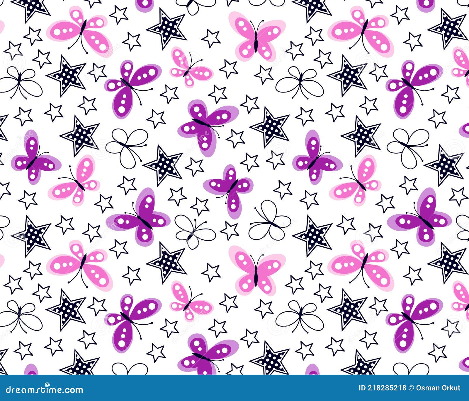Butterflies and Stars Pattern for Textile Wear Stock Vector ...