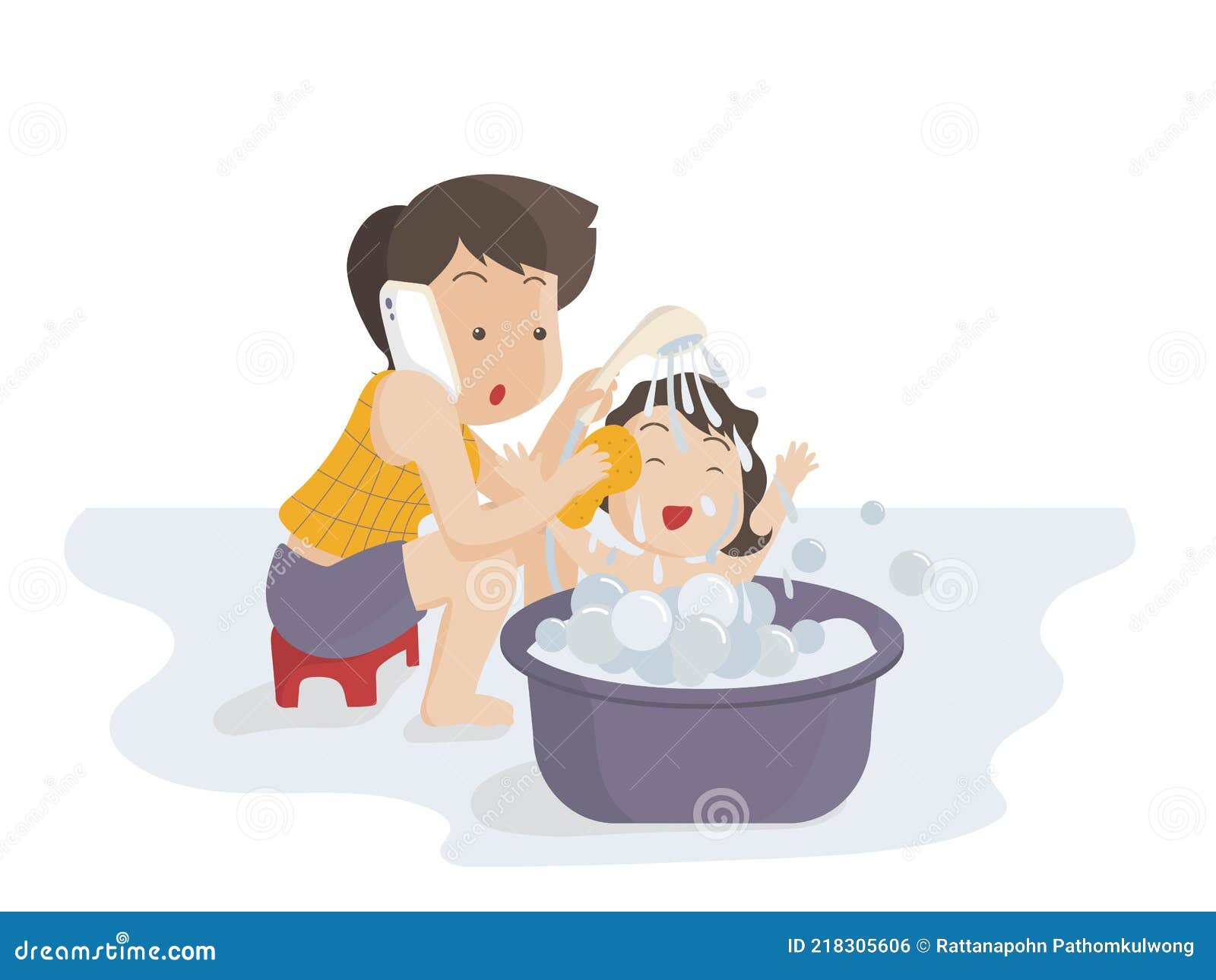 Mother`s Day, Juggling Work and Kids with Mommy Stock Vector ...