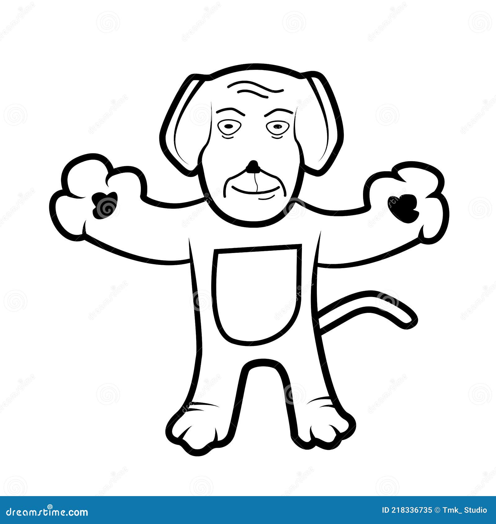 Vector of Red Dog No Color with Open Hand and Pink Background. Stock ...