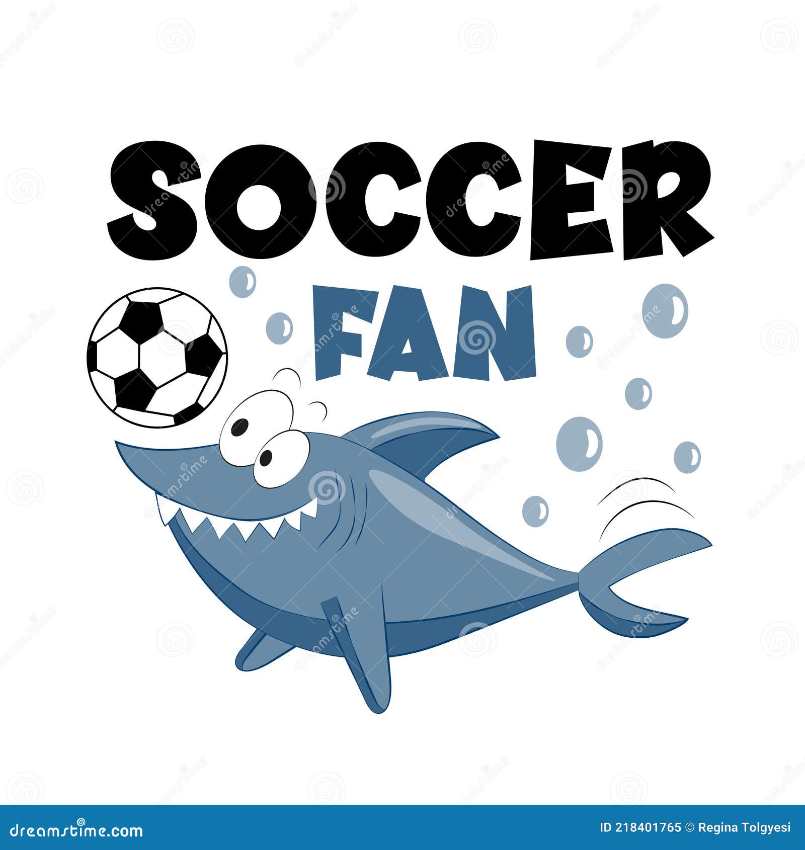 Soccer Fan- Funny Shark with Football Ball. Stock Vector - Illustration ...