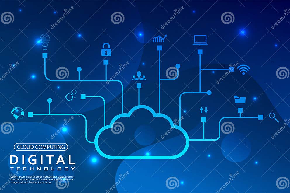 Digital Cloud Computing, Future Technology Digital Data Network Connection Background Concept ...