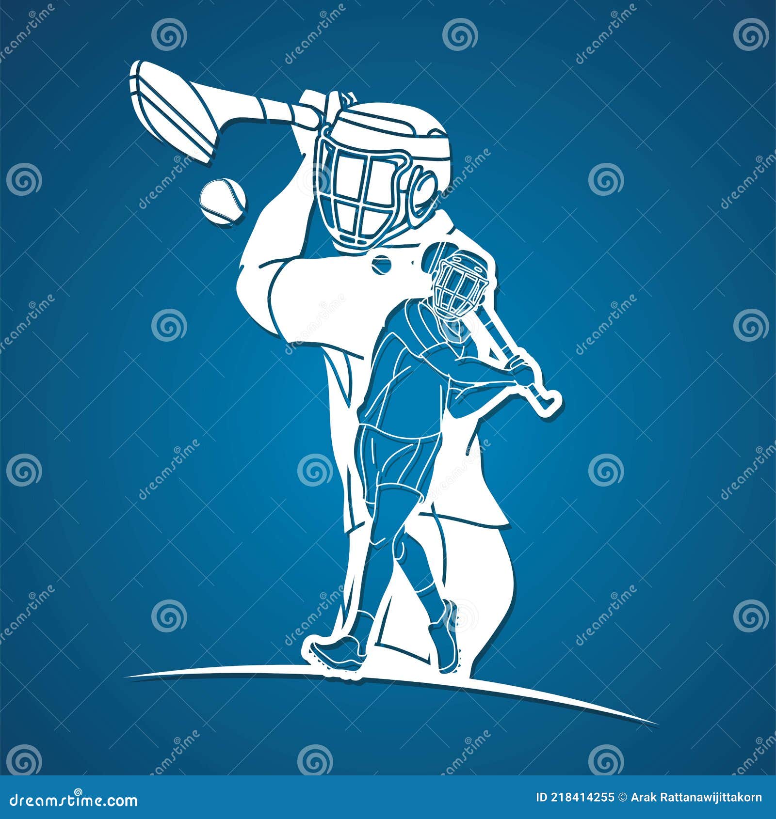 Irish Hurley Sport. Group of Hurling Sport Players Action. Cartoon ...