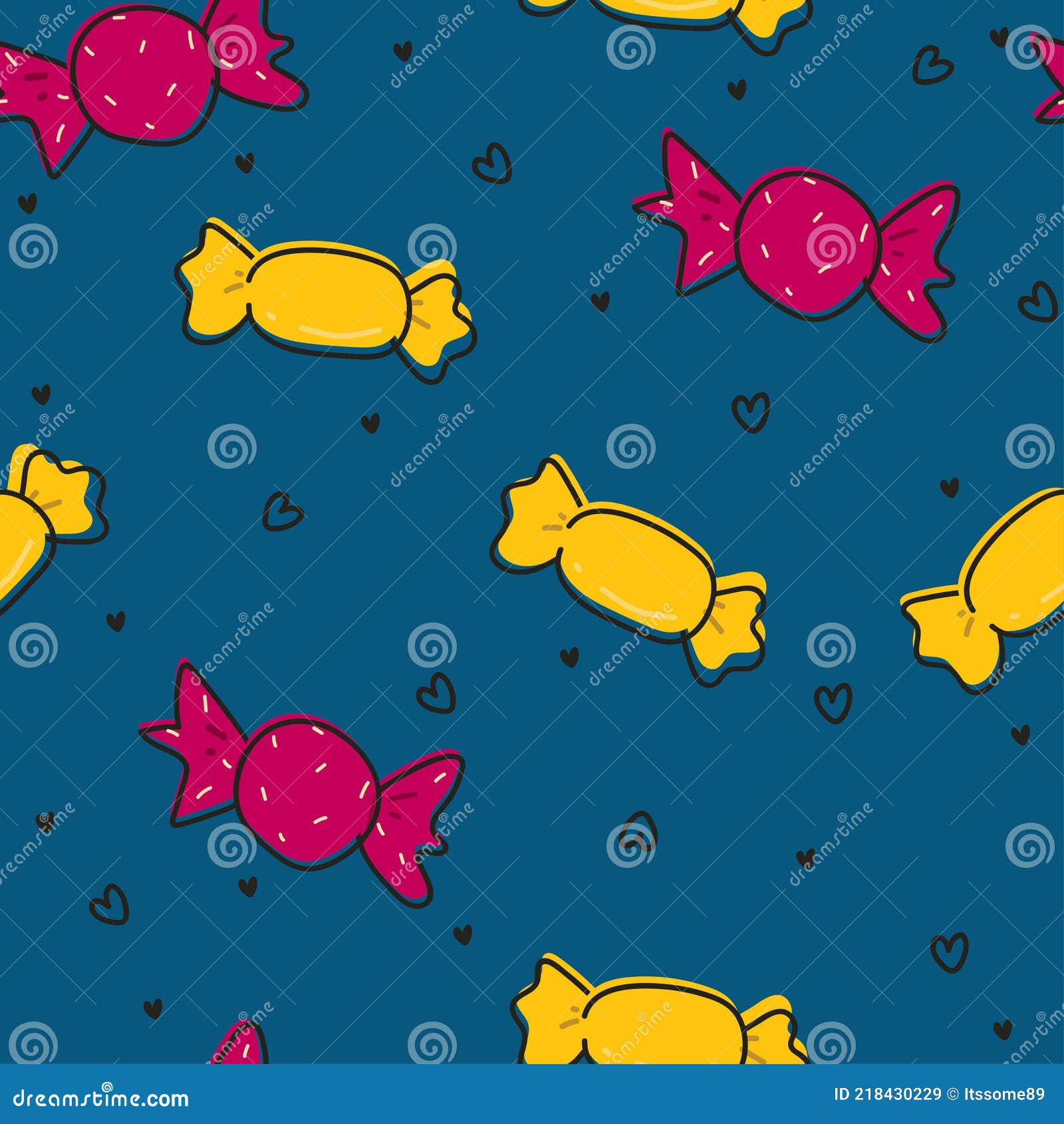 Cute Seamless Pattern with Cartoon Dessert and Sweets for Fabric Print ...