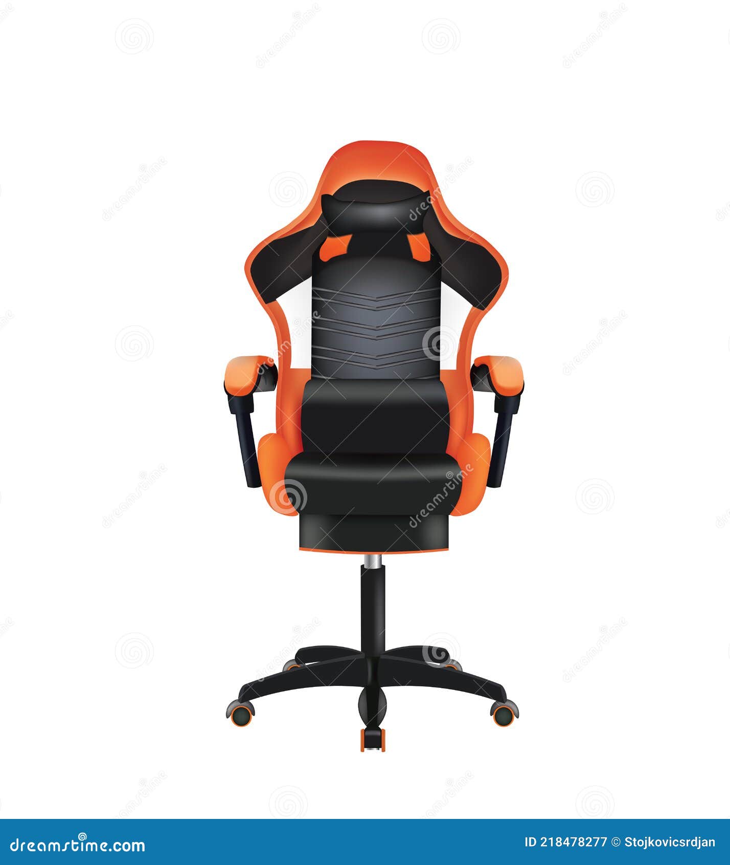 Realistic Gaming Chair, Front View Stock Vector - Illustration of black ...