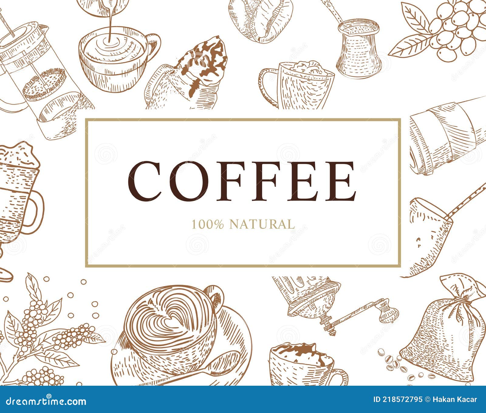 Hand Drawn Coffee Card. Vector Graphic Illustration Stock Vector ...