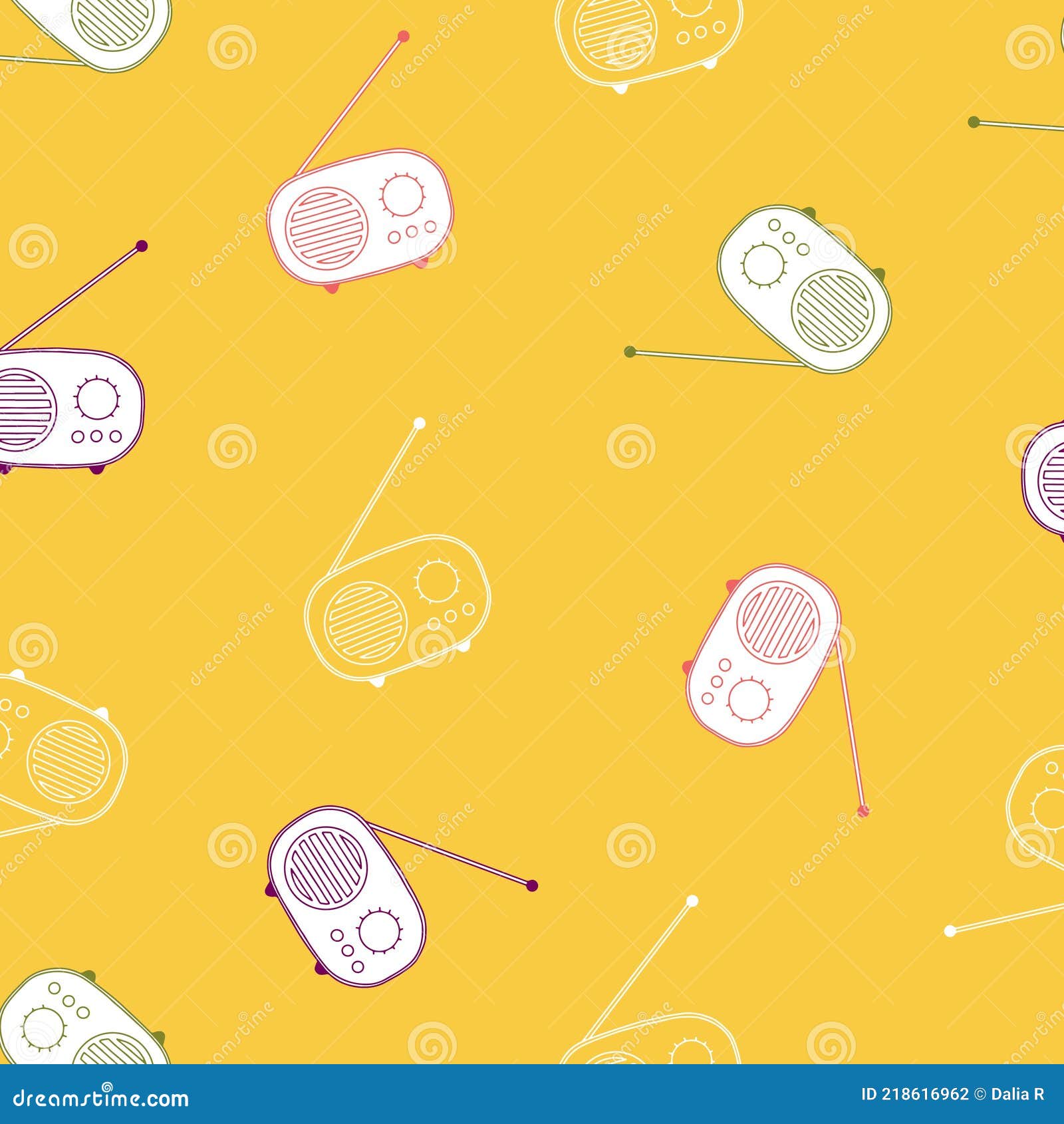 Set Of Vintage Radios, Vector Line Drawing | CartoonDealer.com #226003431