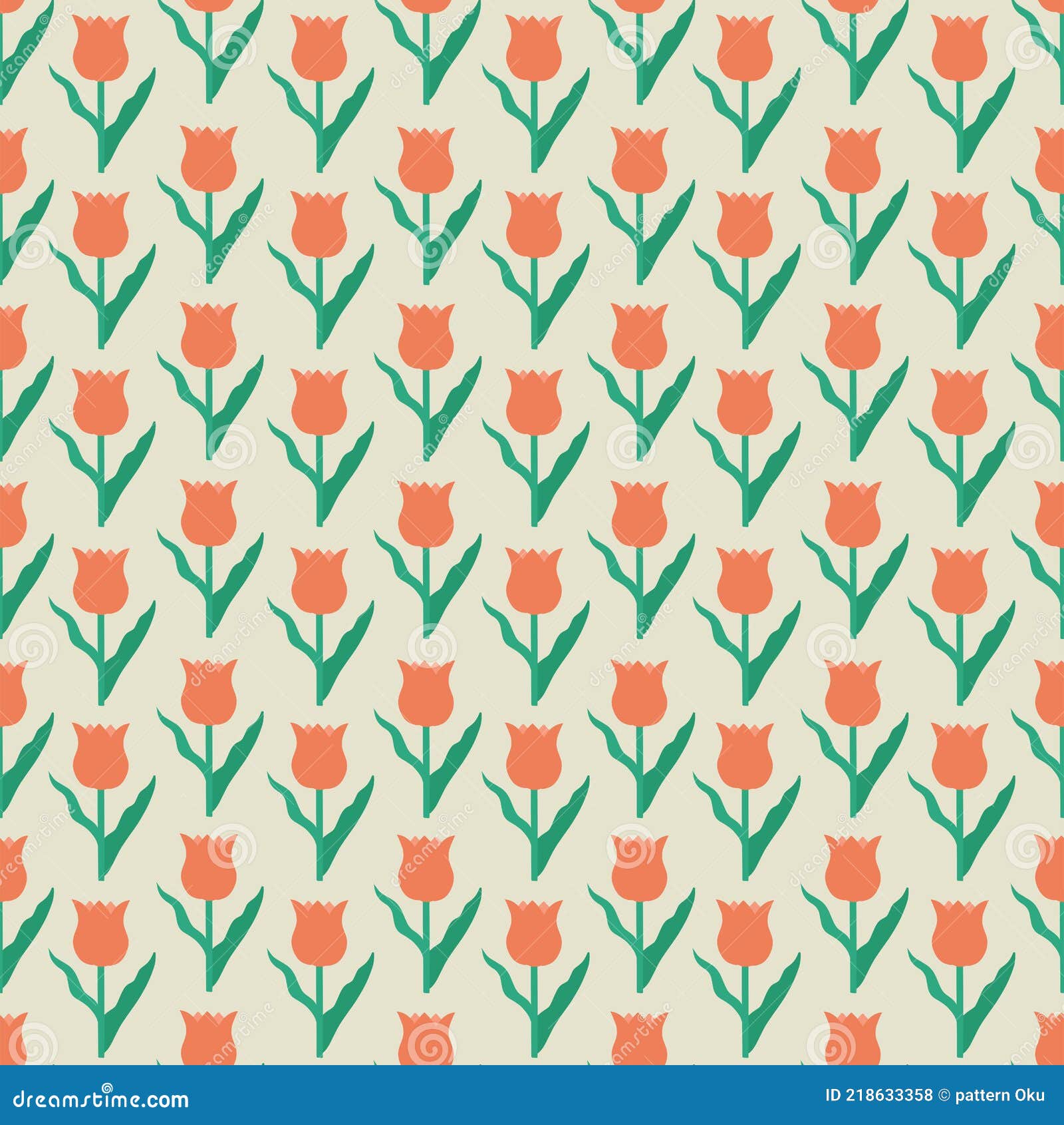 Vector Red Cute Tulip Illustration Motif Seamless Repeat Pattern Stock ...
