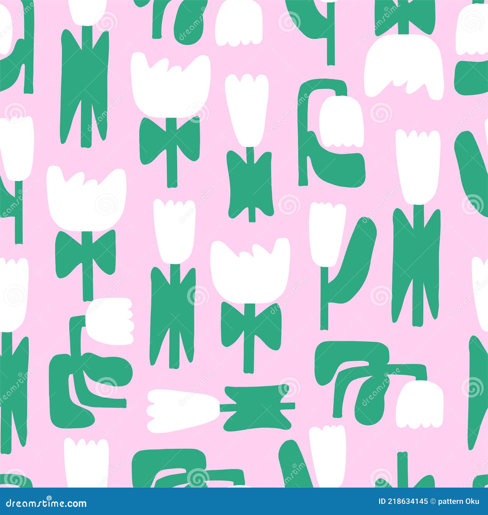 Vector Simple and Modern Shape Tulip Floral Motif Illustration Seamless ...