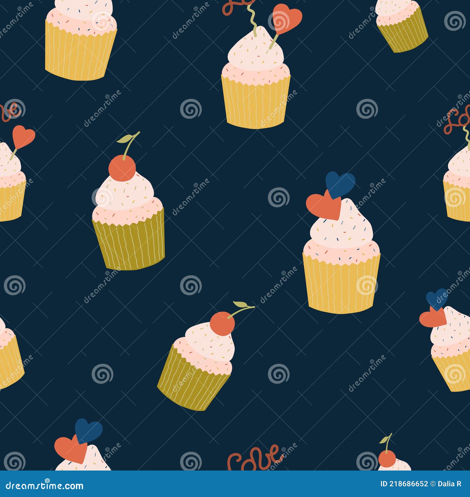 Seamless Background of Multicolored Cupcakes. Stock Vector ...