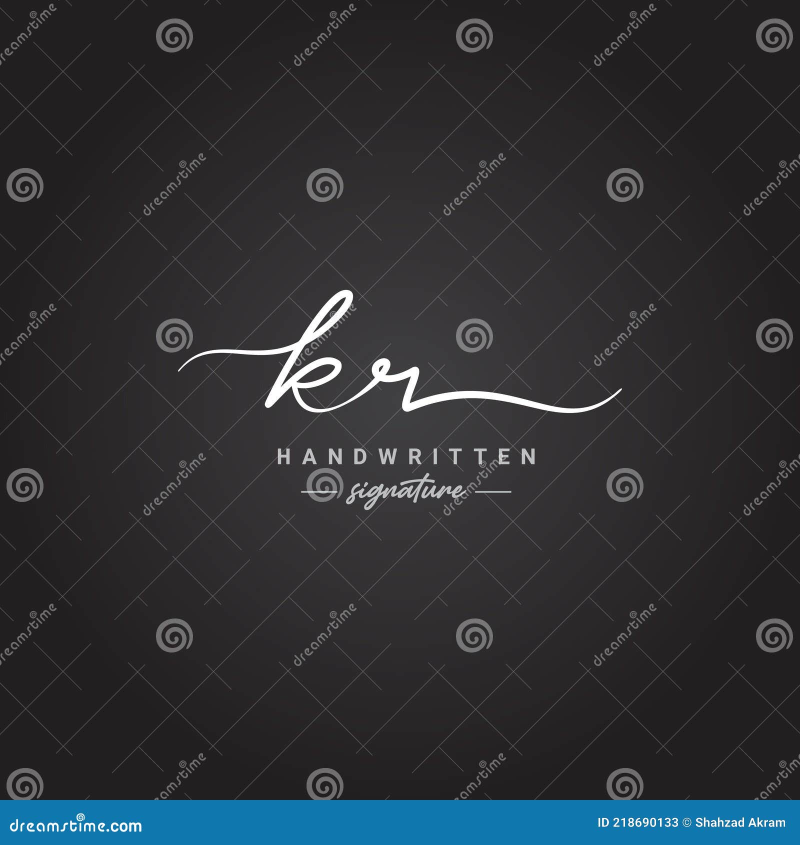 Initial Letter KR Logo - Handwritten Signature Logo Stock Vector ...