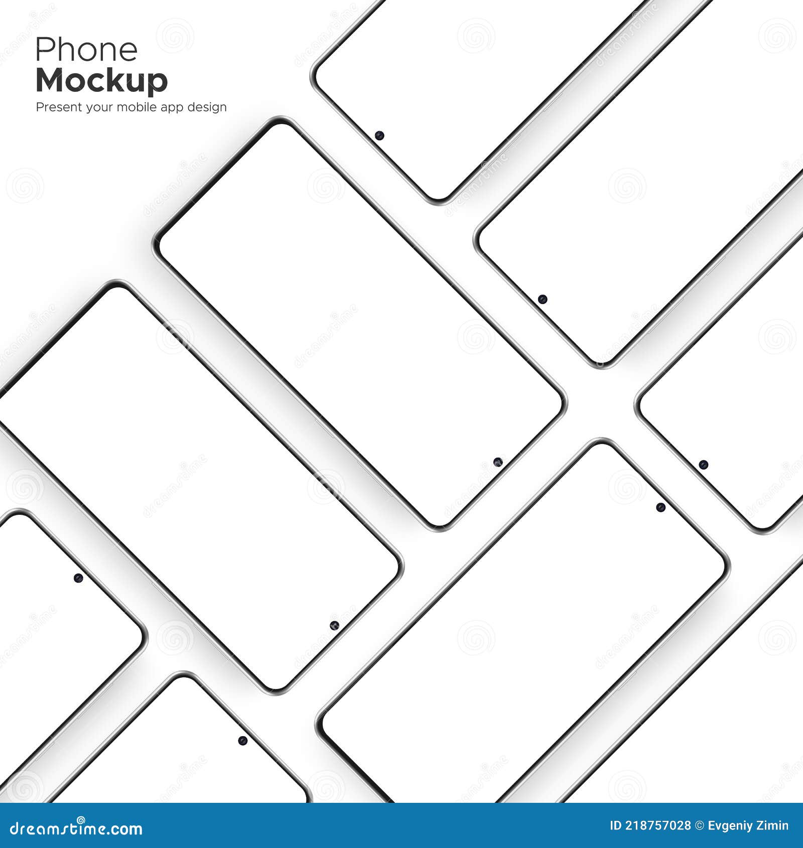 Modern Frameless Smartphone Screens Mockups Stock Vector - Illustration ...