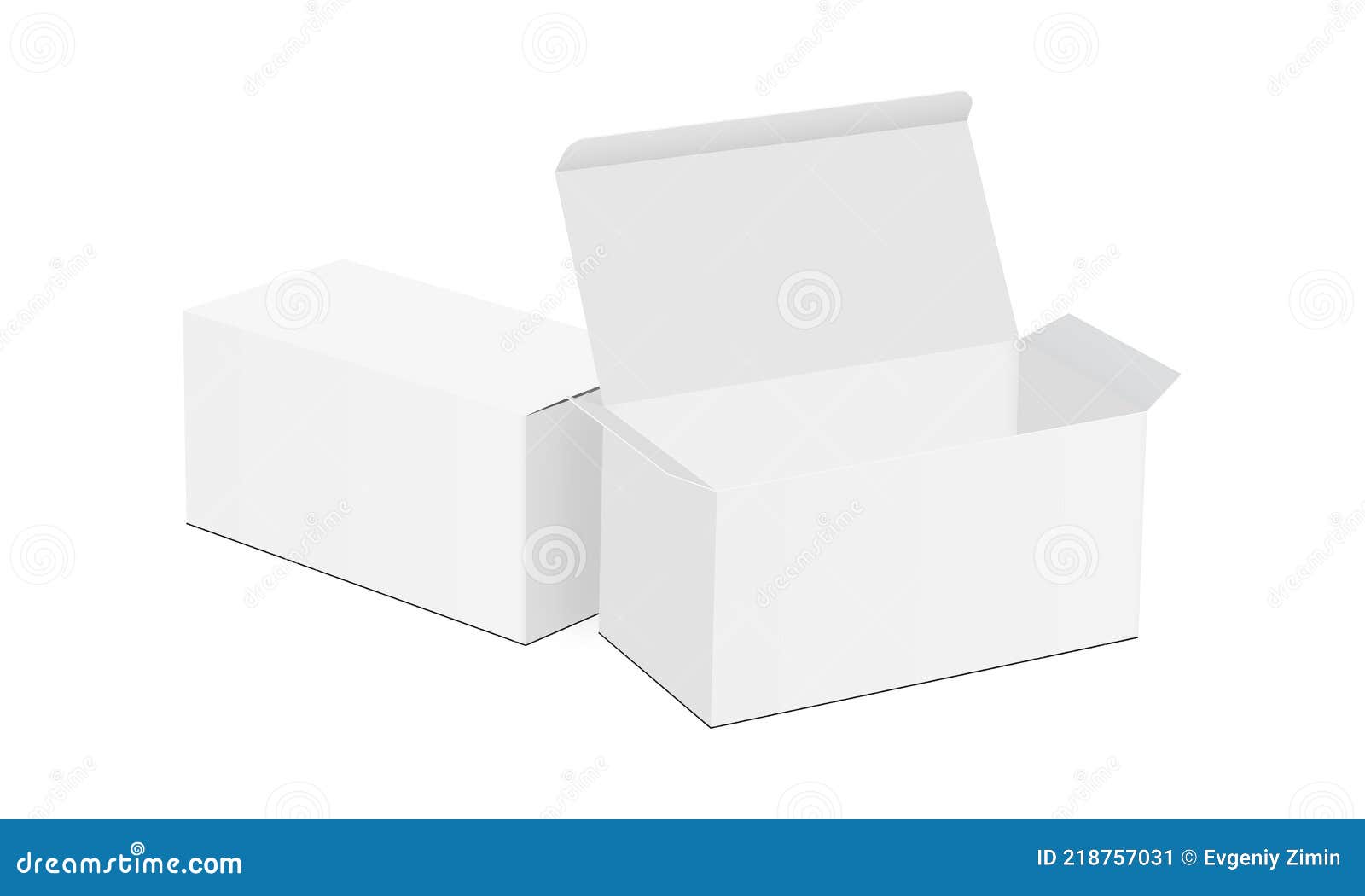 Paper Rectangular Packaging Boxes with Opened and Closed Lid Stock Vector - Illustration of ...