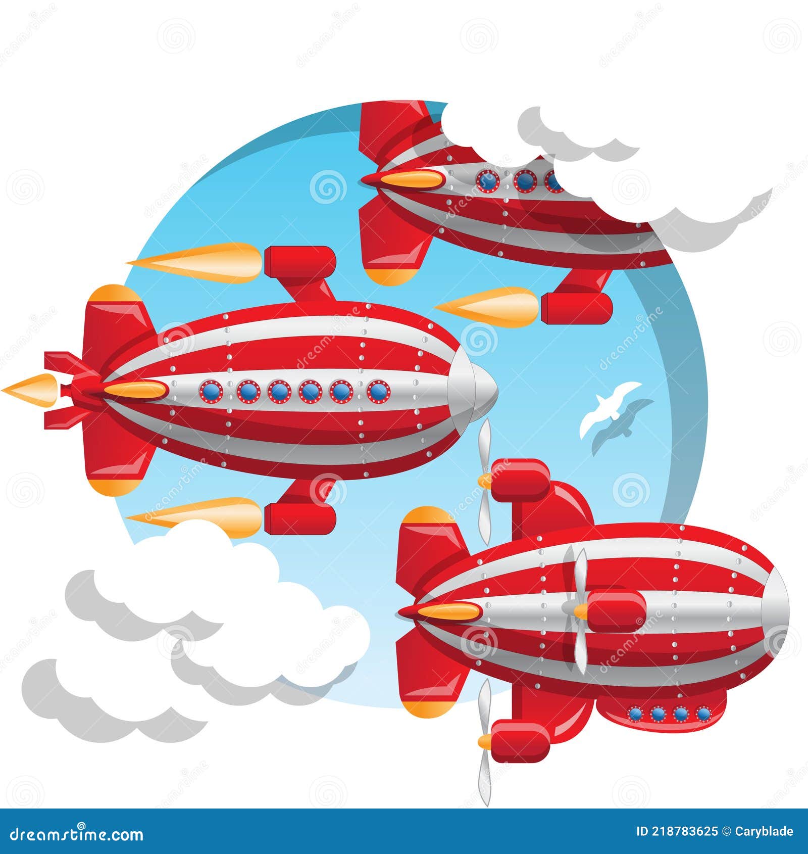 Futuristic Airships. Cartoon Vector | CartoonDealer.com #218783625