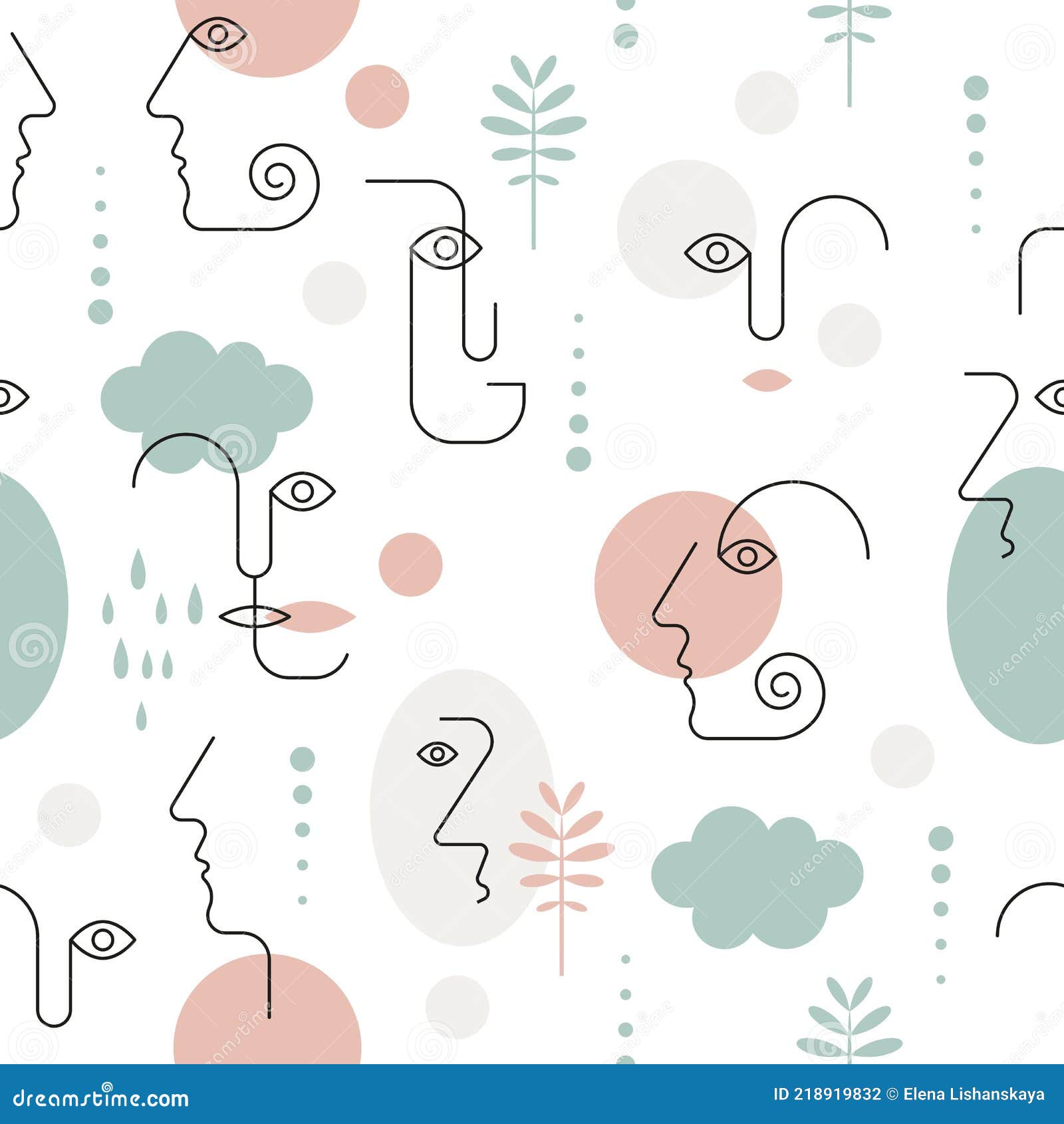 Seamless Pattern with Abstract Portraits. Stock Vector - Illustration ...