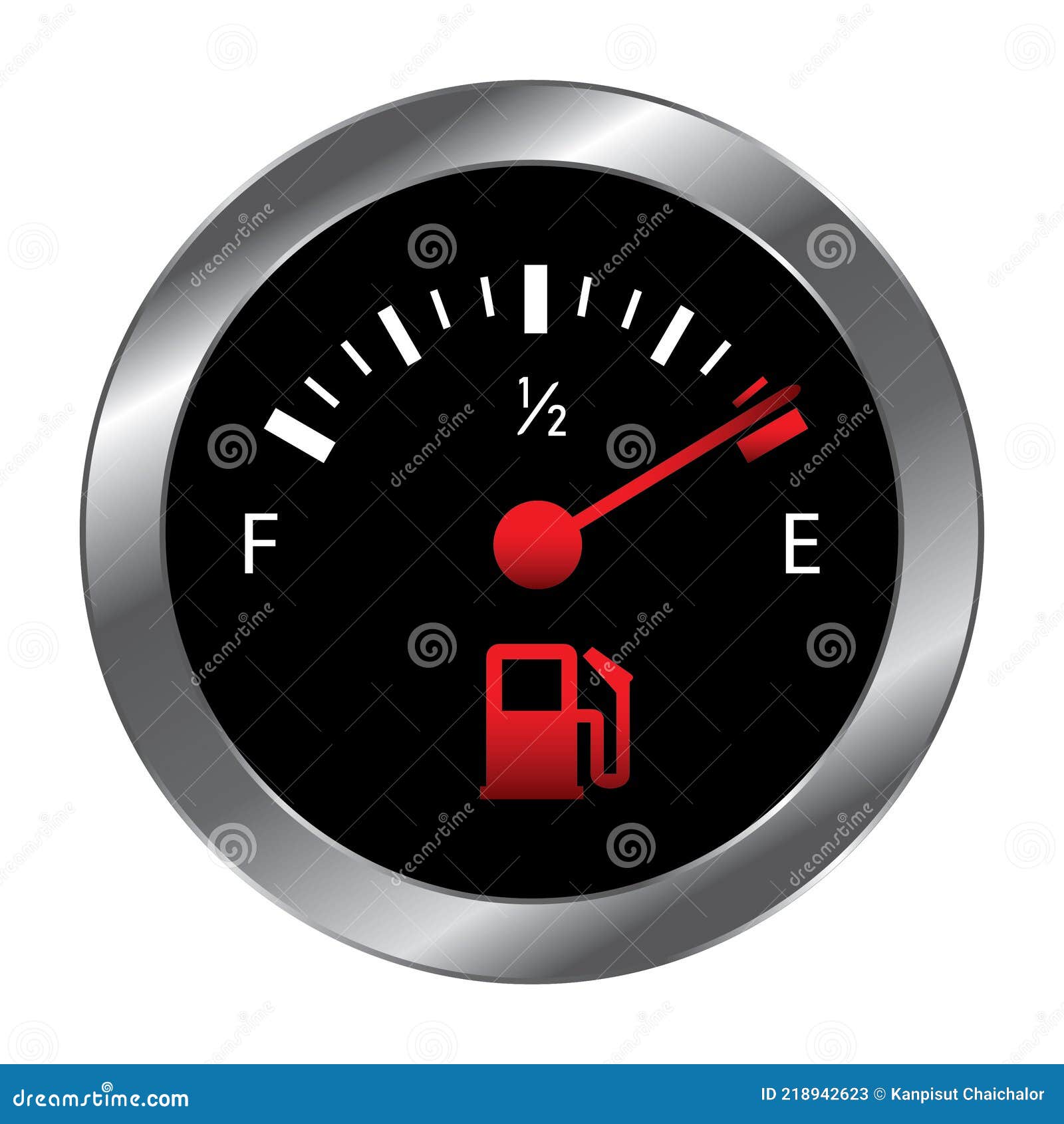 Vector Empty Fuel Warning Light in Car Dashboard. Fuel Pump Icon Stock ...