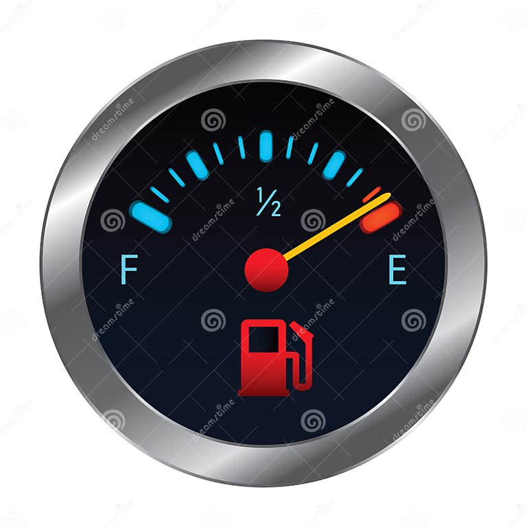Vector Empty Fuel Warning Light in Car Dashboard. Fuel Pump Icon Stock ...