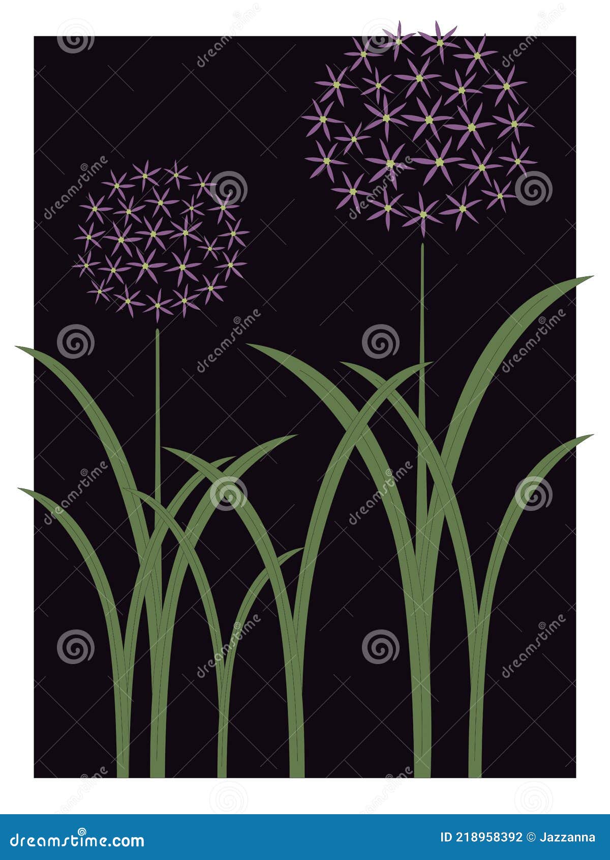 Allium Garden Spring Flower Stock Vector - Illustration of drawing ...