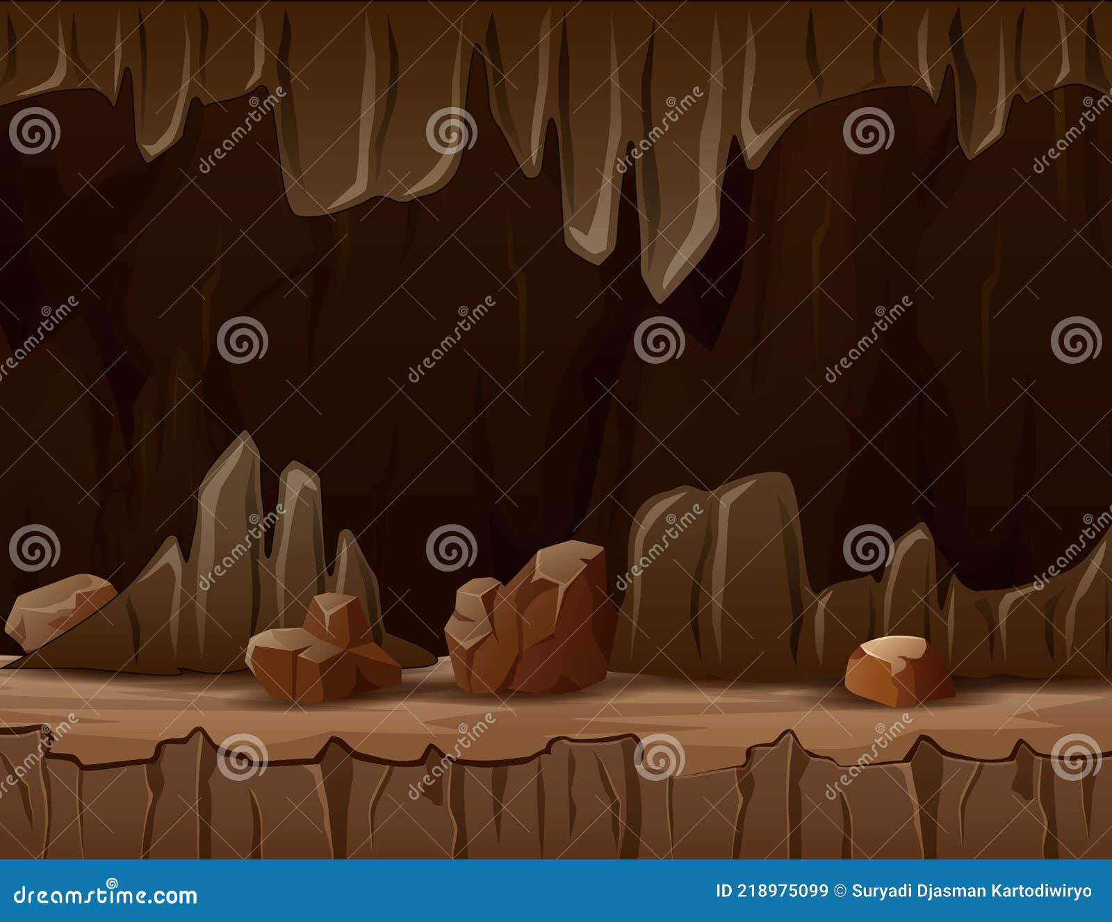 Cartoon of the Cave with Stalactites Stock Illustration - Illustration ...