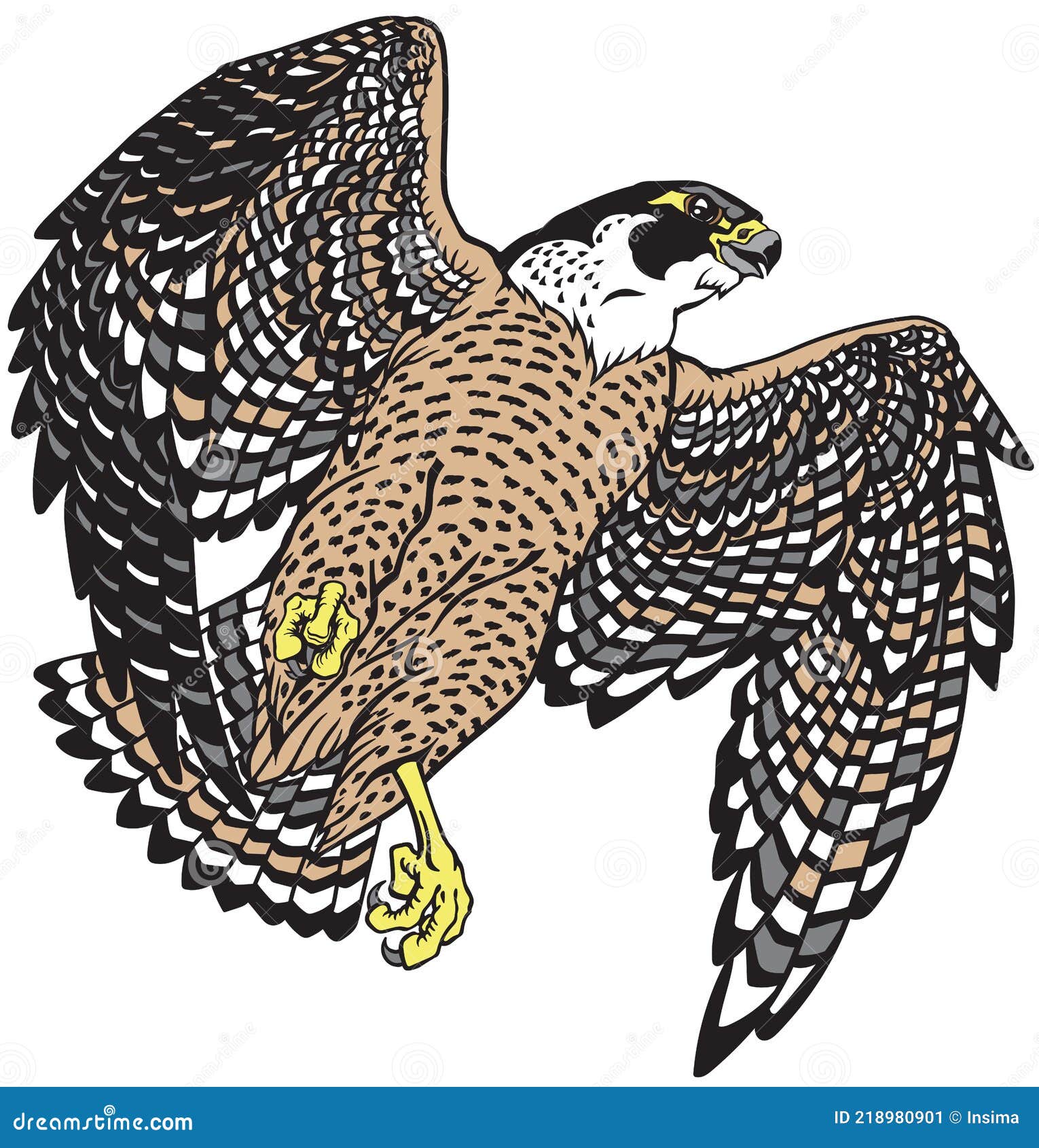 Falcon a Hunter in Flight. Isolated Vector Stock Vector - Illustration ...