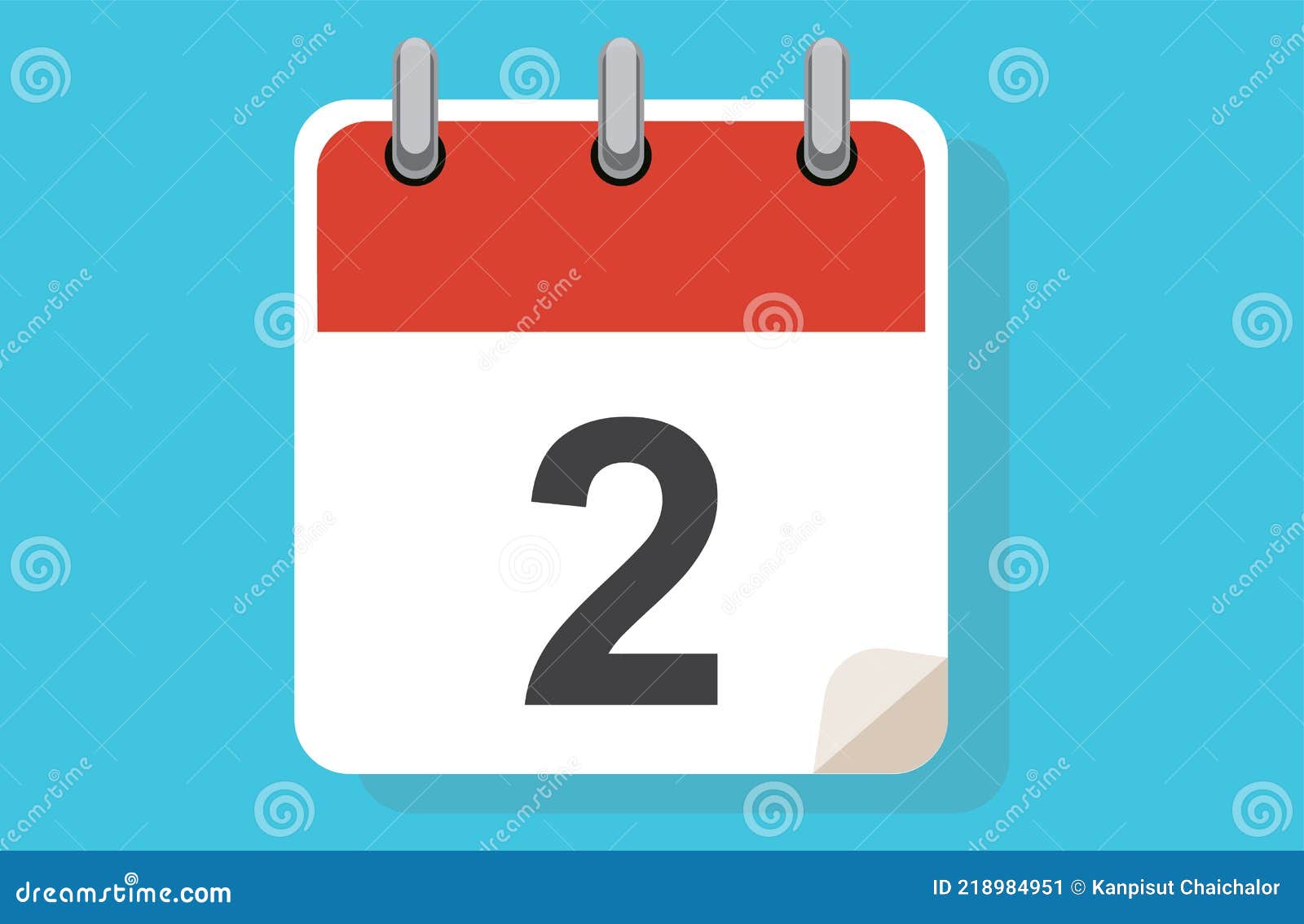 Day Two. Simple Calendar with Date 2. Flat Calendar Icon Vector ...
