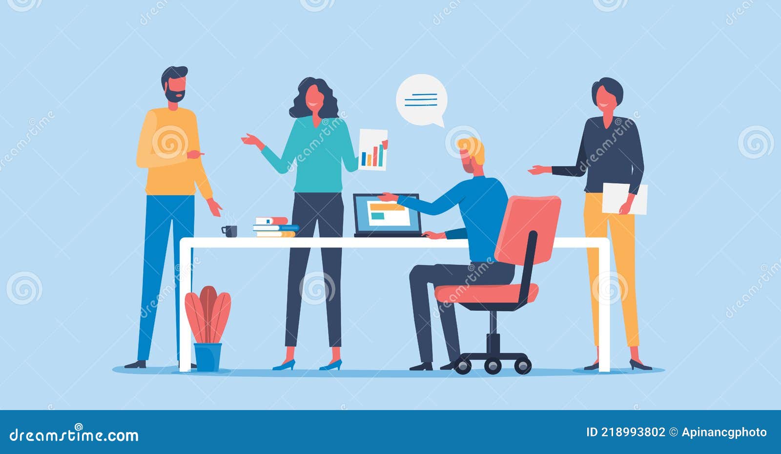 Flat Vector Illustration Group Business Team Meeting Conference and ...